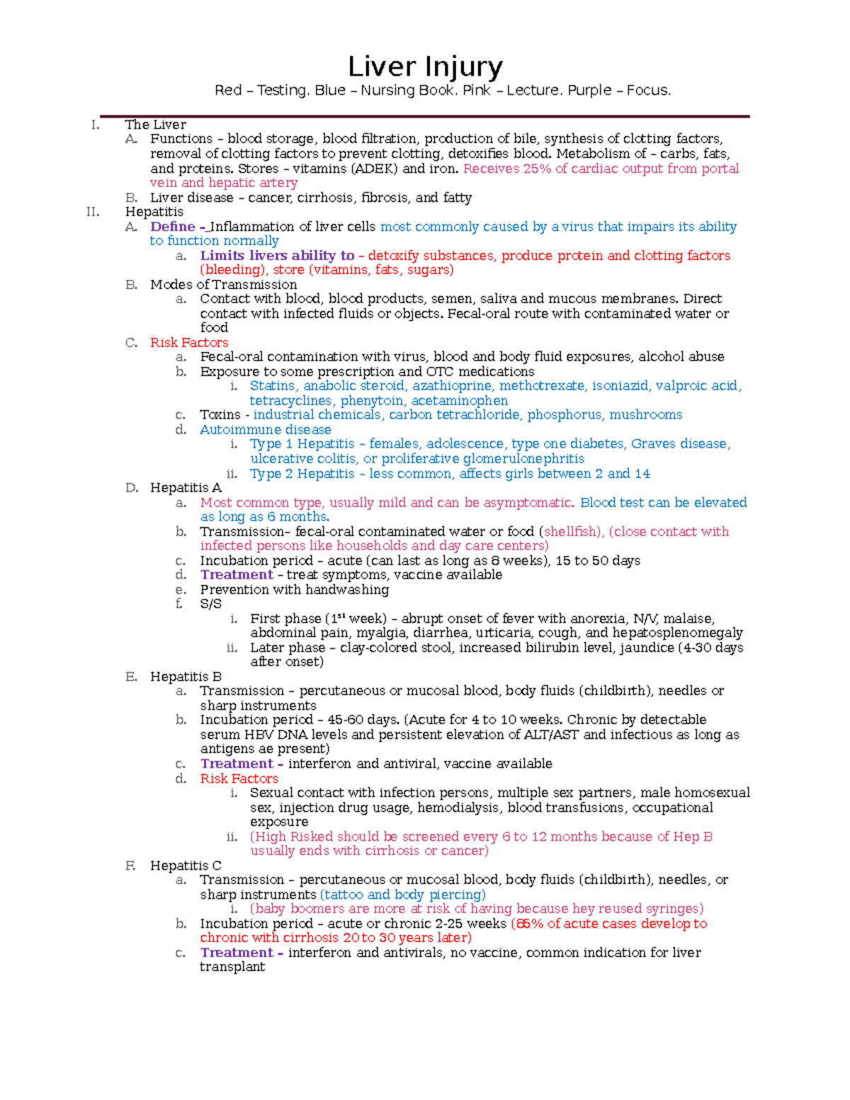 Liver Injury - Lecture Notes and Book Notes - Liver Injury Red ...