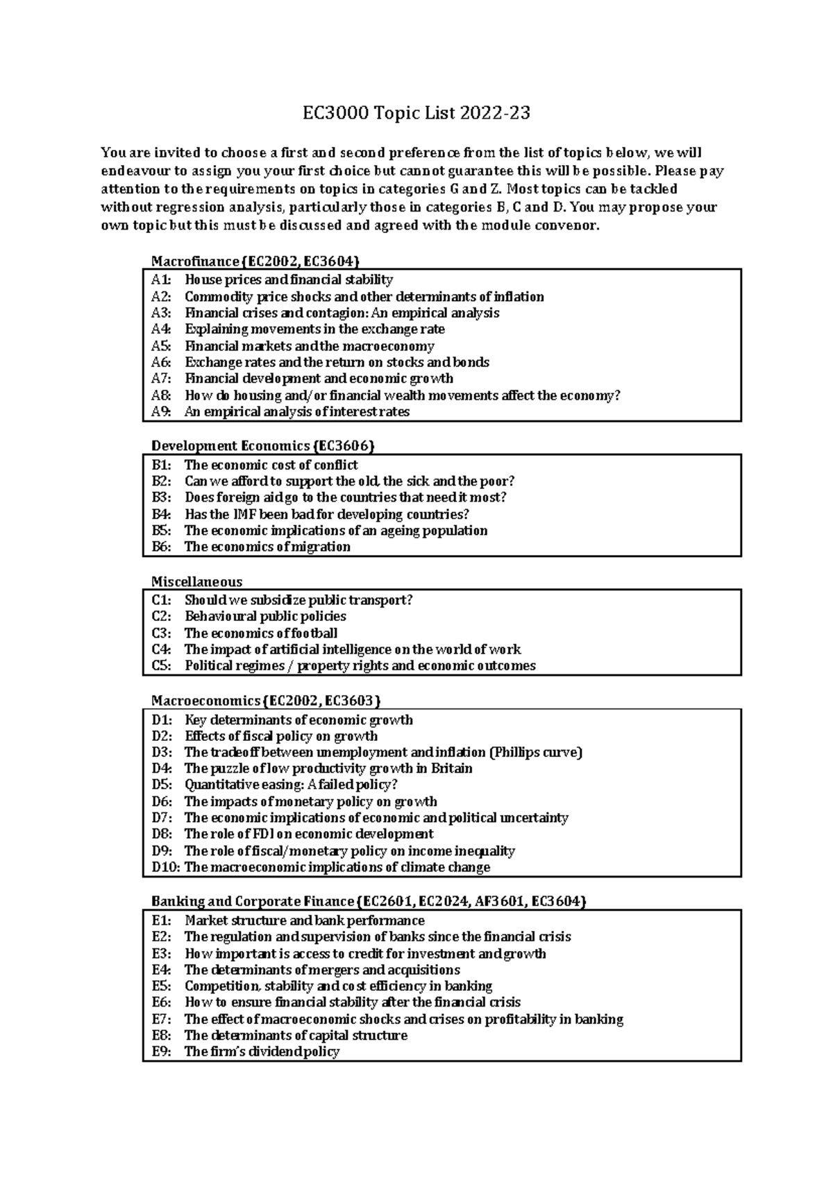 EC3000 Topic List 2022 - diss - EC3000 Topic List 2022- You are invited ...