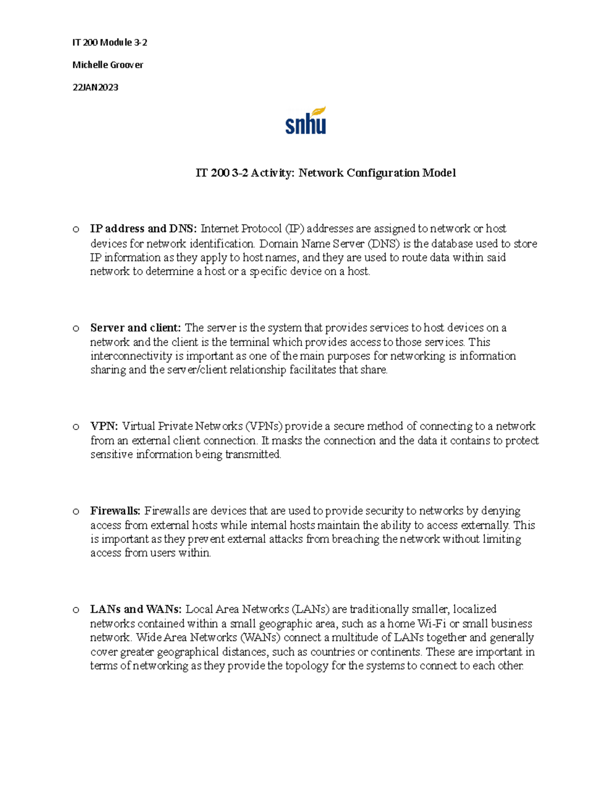It 200 Module 3 2 Network Configuration Model It 200 Module 3
