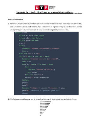 Ejercicios de practica de Algoritmos - Separata de trabajo 03 – Diagramas de flujo Semana 04 y ...