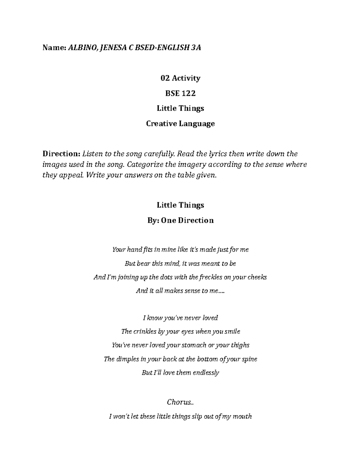02 Activity BSE 122 - None - Name: ALBINO, JENESA C BSED-ENGLISH 3A 02 ...