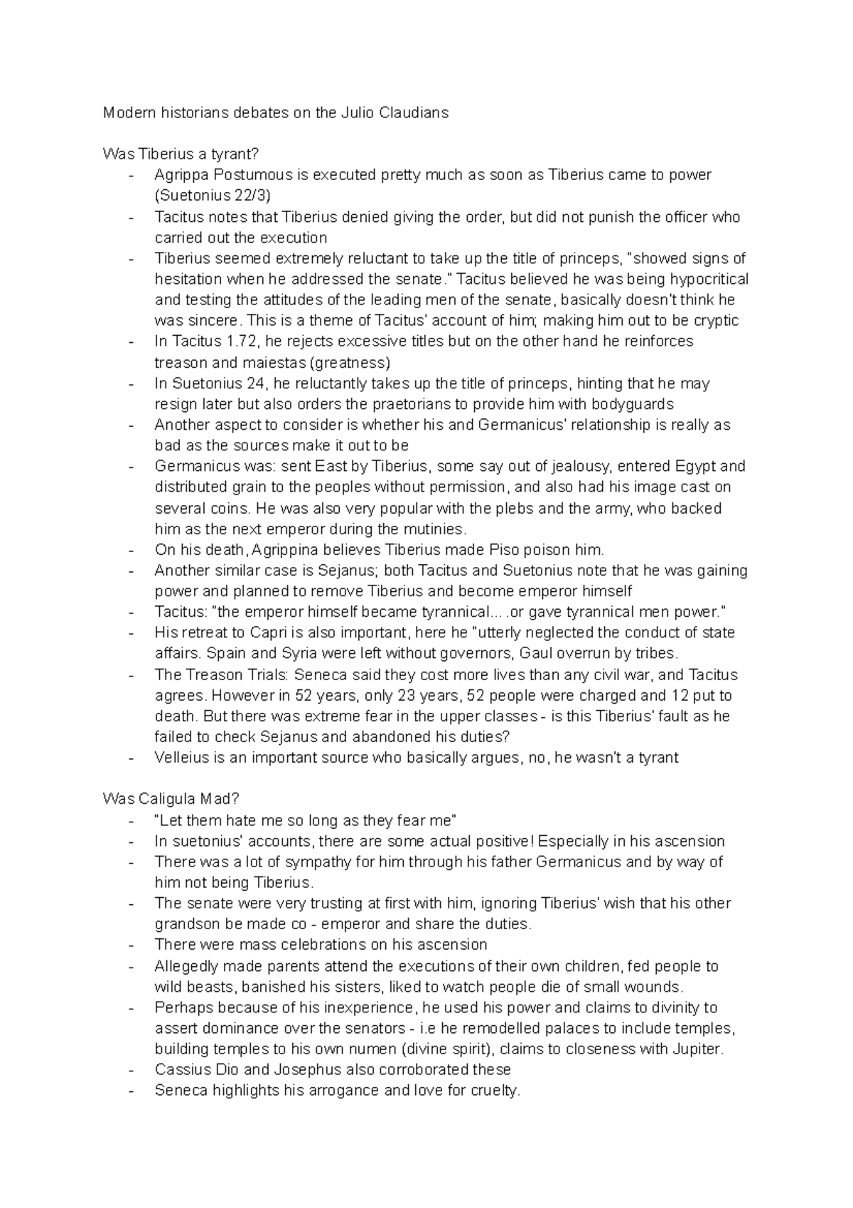 Historian Julio Claudian Debates - Modern historians debates on the ...