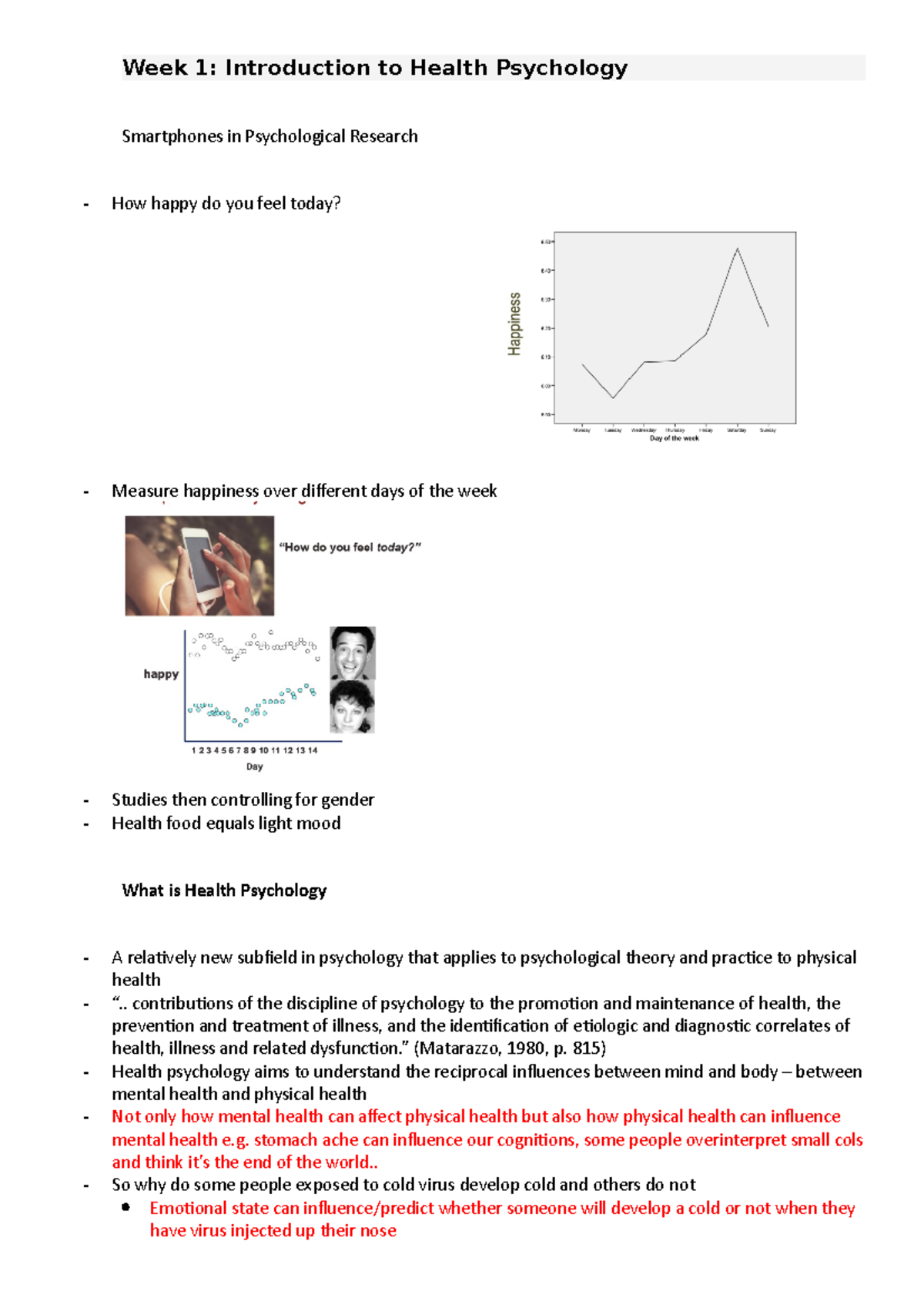 Notes - Week 1: Introduction to Health Psychology Smartphones in ...