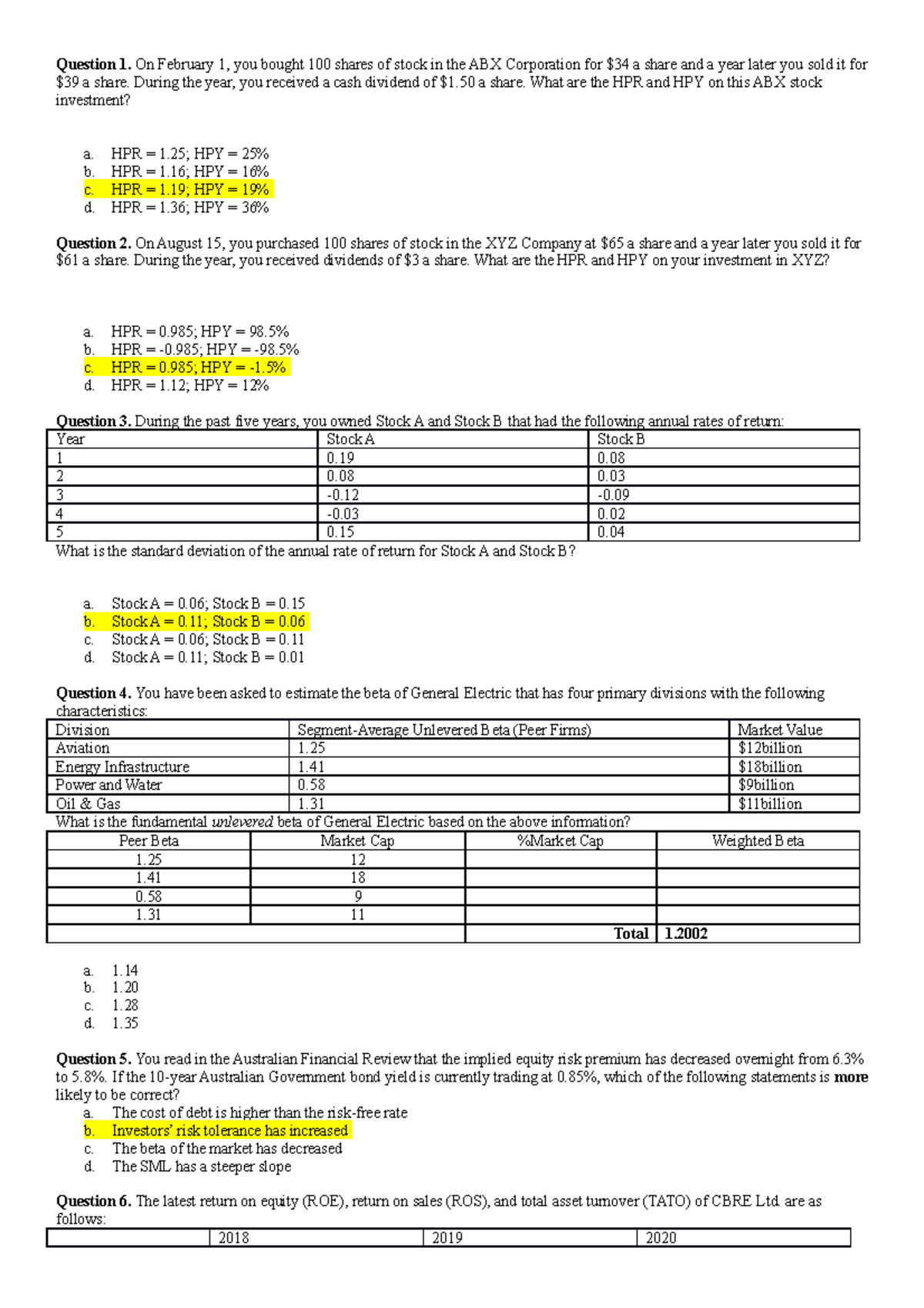 25503 ia practice exam - Question 1. On February 1, you bought 100 ...