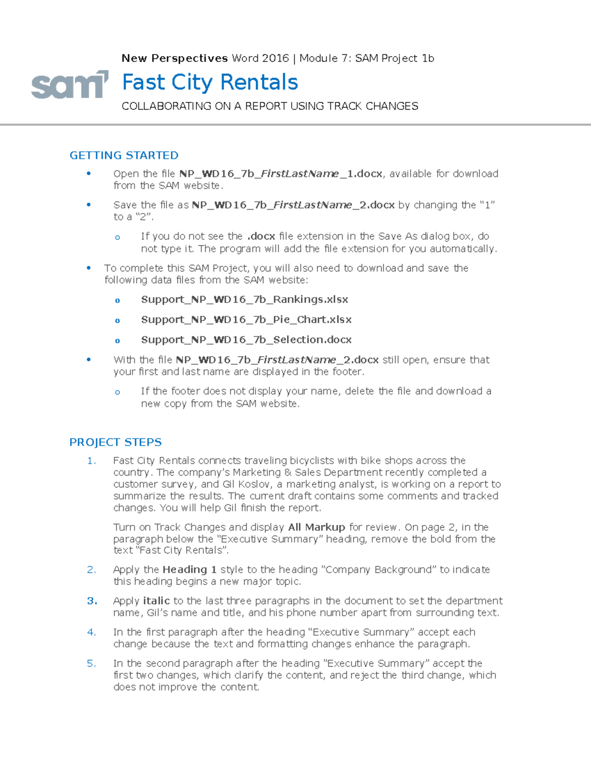 Instructions NP WD16 7b - Fast City Rentals COLLABORATING ON A REPORT ...