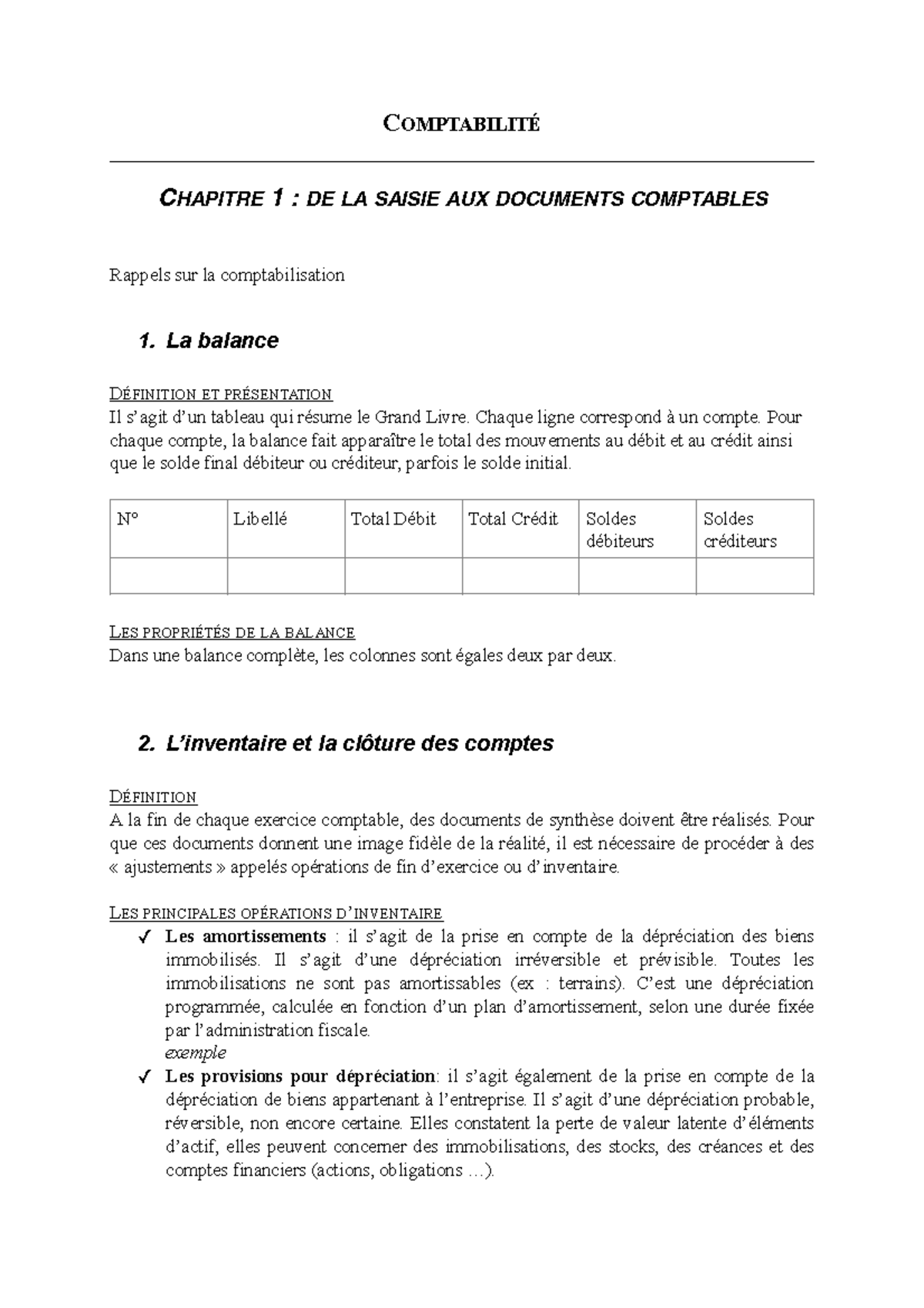 Cours de Comptabilité - COMPTABILITÉ CHAPITRE 1 : DE LA SAISIE AUX ...