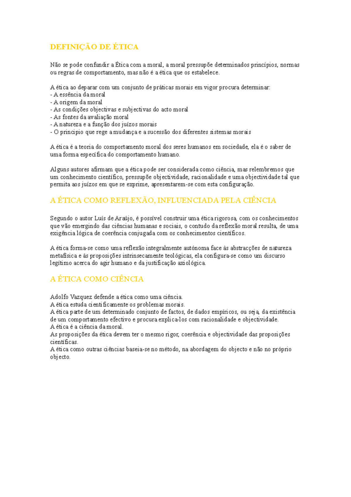 Definicao DE Etica - Definições - DEFINIÇÃO DE ÉTICA Não se pode ...