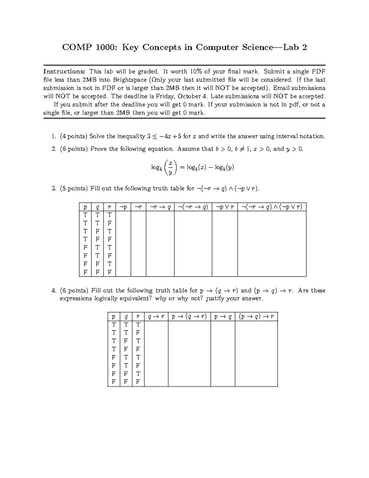 COMP 1000-Lab 2 - Lab 2 questions - COMP 1000: Key Concepts in Computer Science—Lab 2 ...