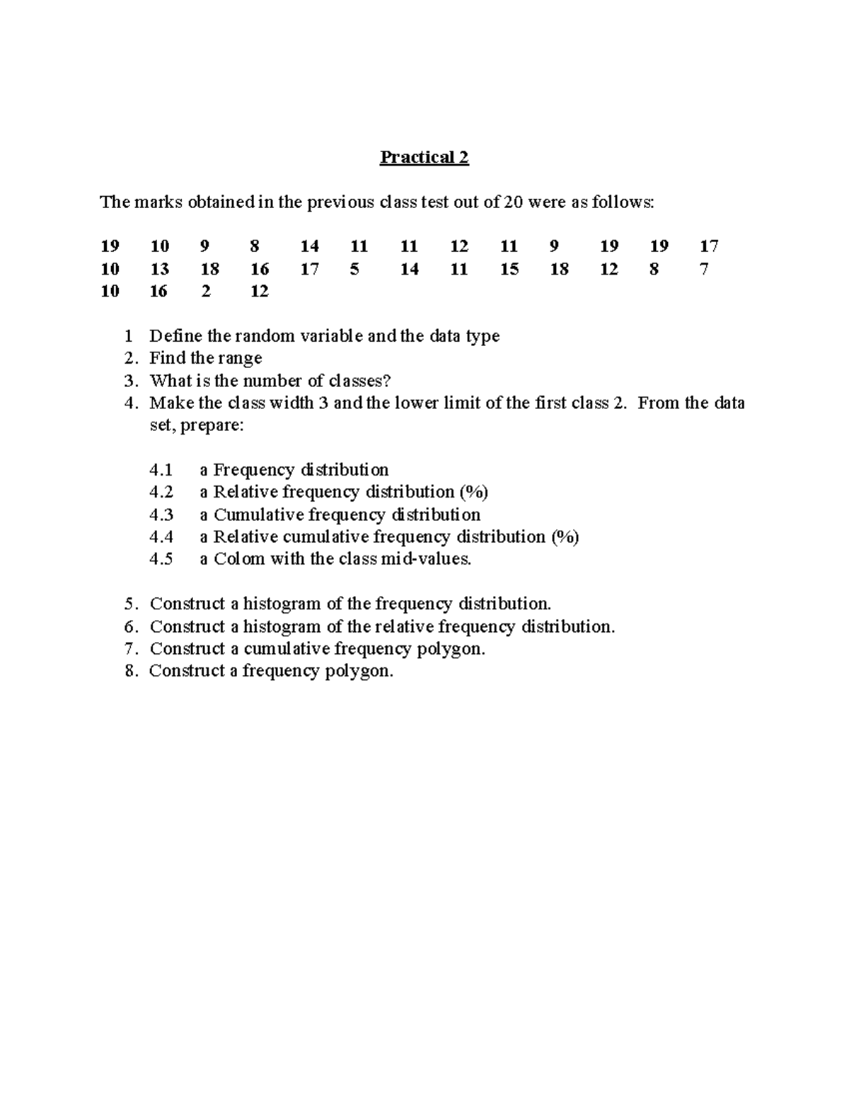 Practical 2 2 1 Practical 2 The Marks Obtained In The Previous