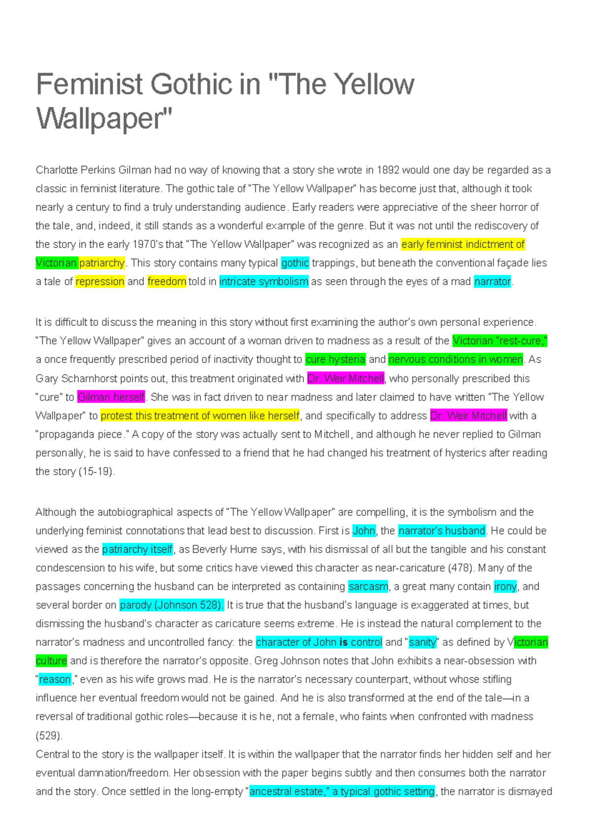 Articles on yellow wallpaper - Feminist Gothic in "The Yellow Wallpaper ...