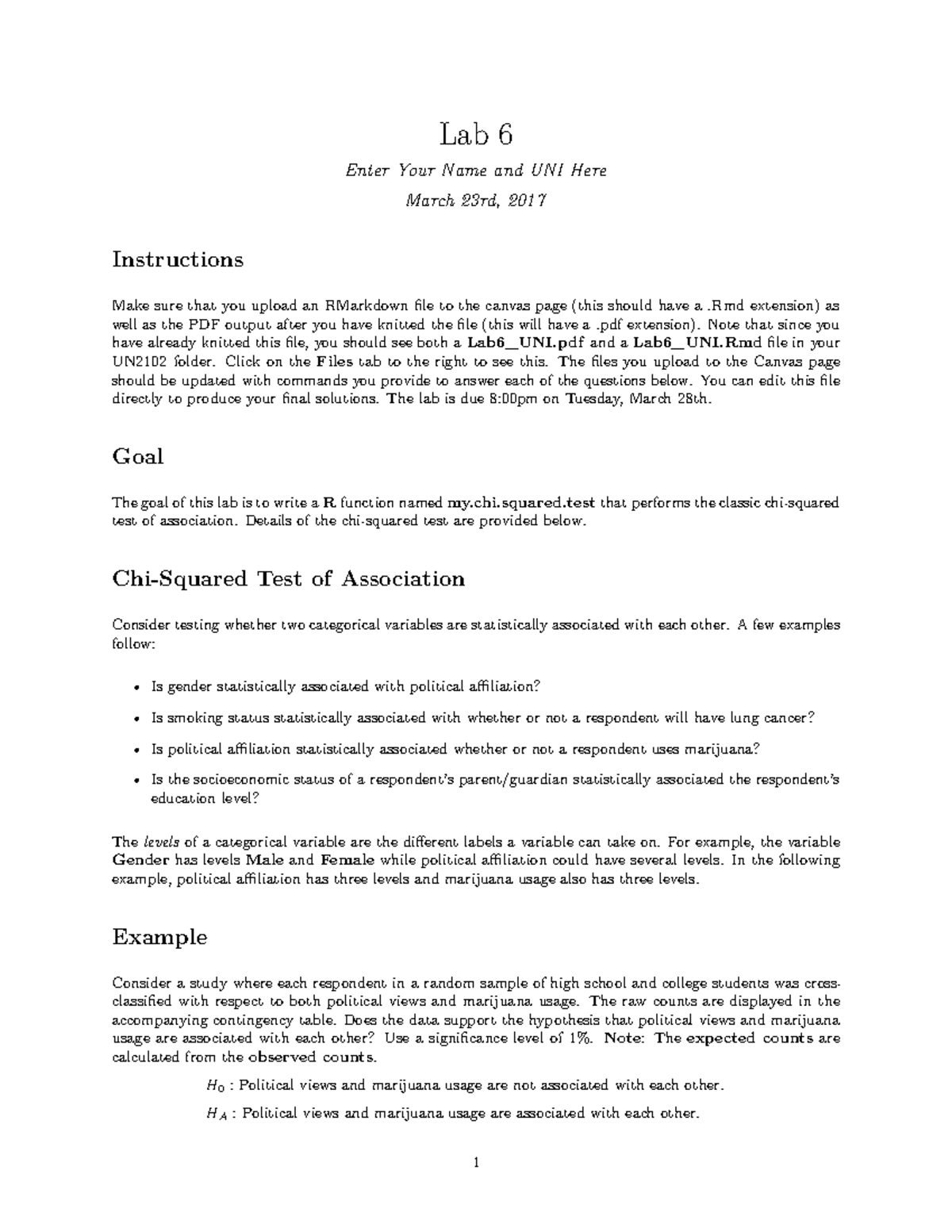 Lab6 Solutions - Lab 6 Enter Your Name and UNI Here March 23rd, 2017 ...