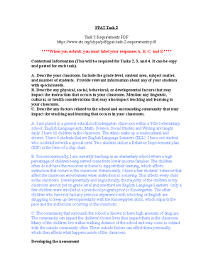 PPAT Task 3 - PPAT Task 3 - Task 3: Designing Instruction for Student ...