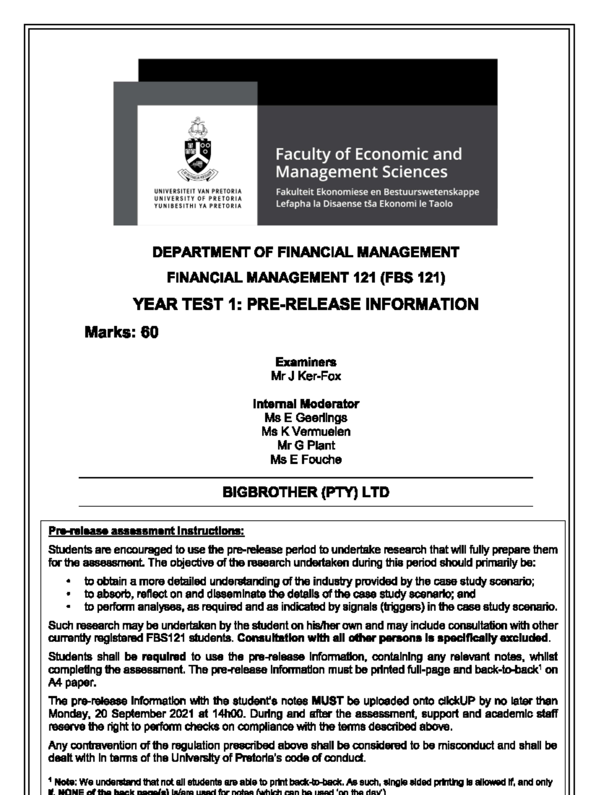 Pre-release information - BPE 211 - Studocu