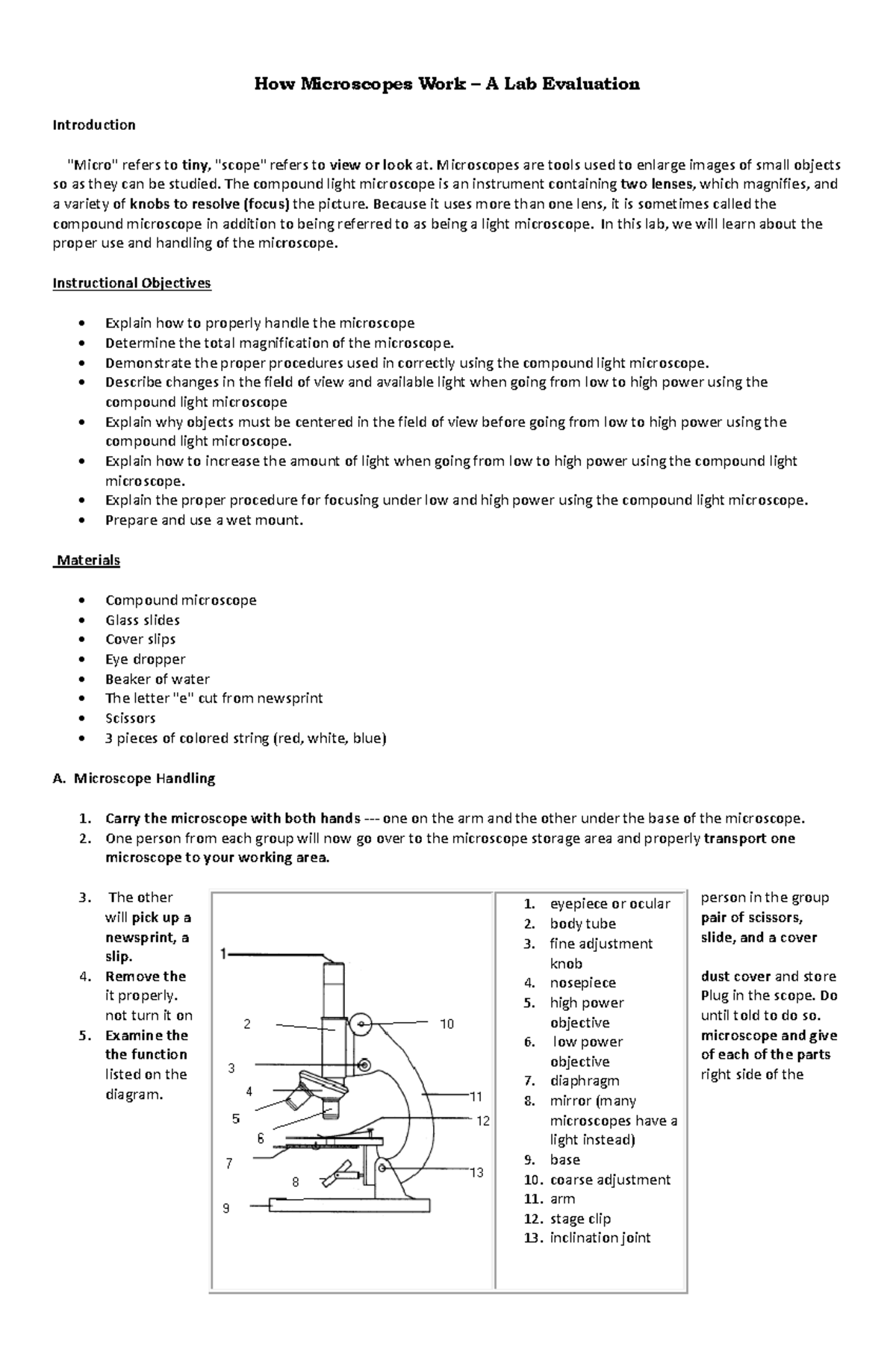 Microscope Skills Activity(f) (1)-1 - How Microscopes Work Introduction ...