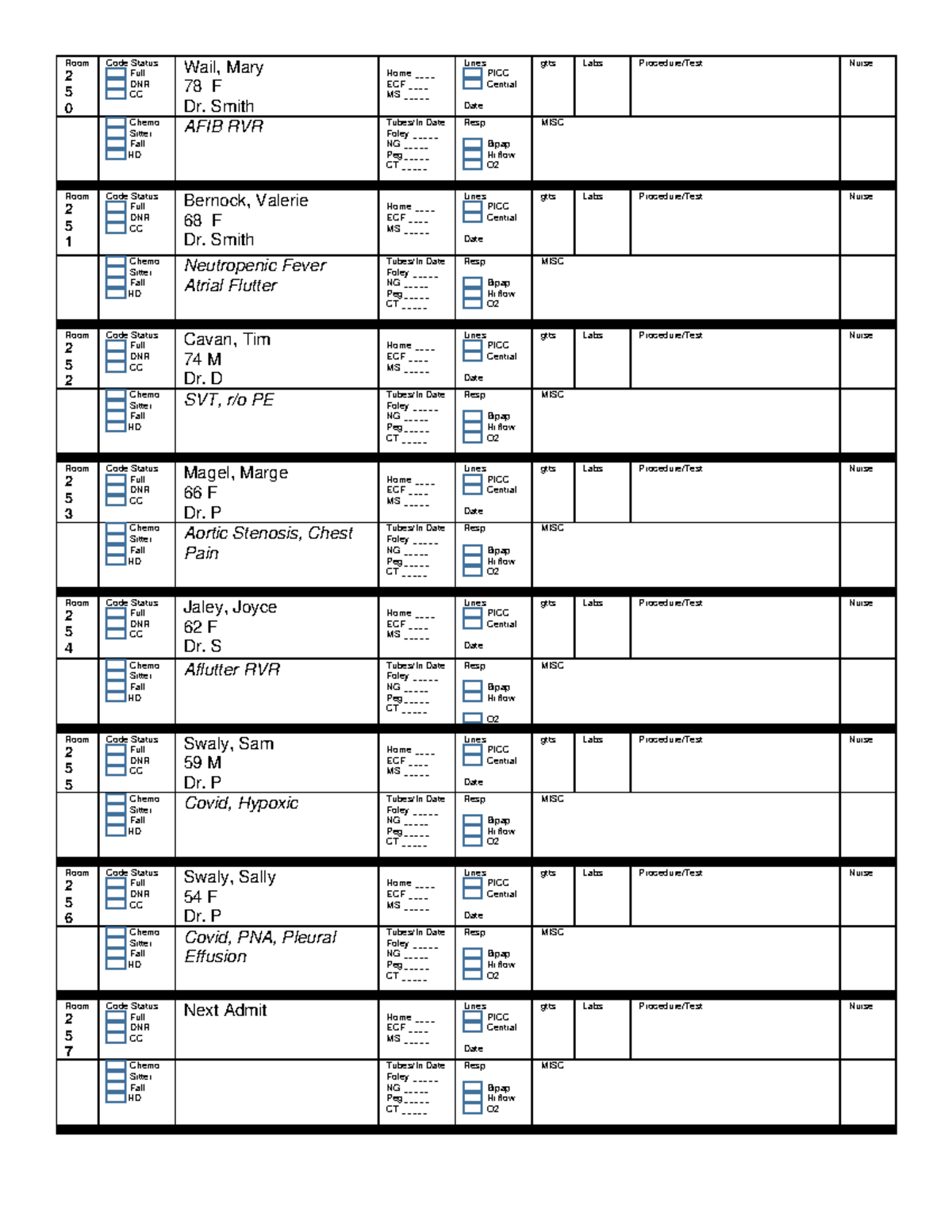 Leadership Seminar Report Sheet WITH Names PAGE 1-1 - Room 2 5 0 Code ...