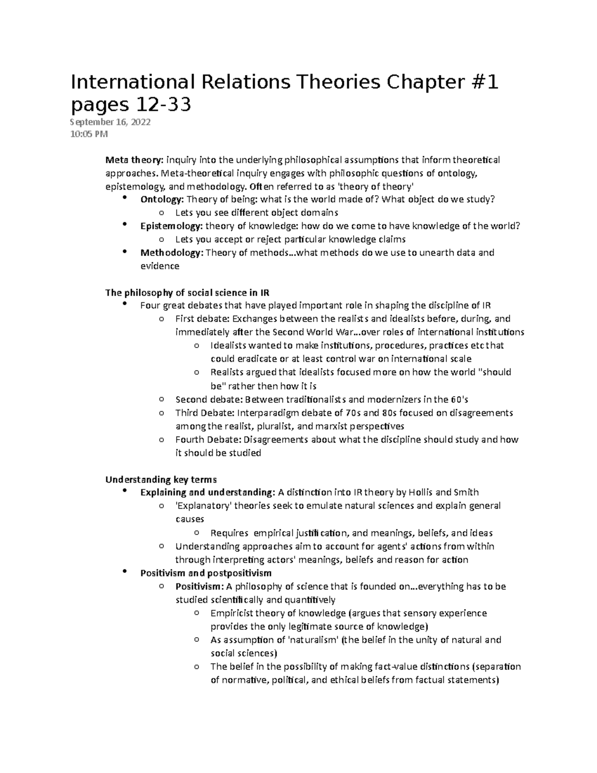 International Relations Theories Chapter 1 pages 12-33 - International ...