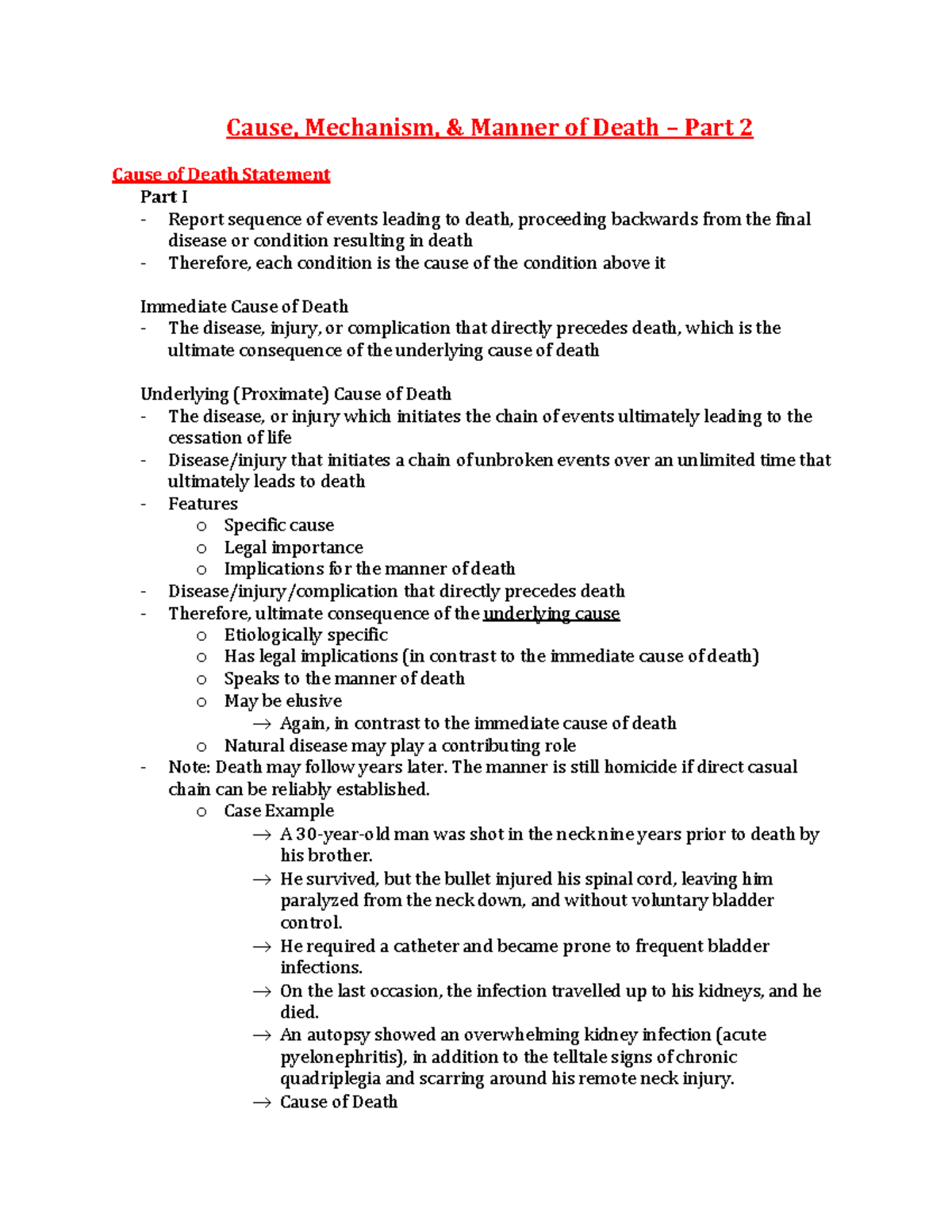 Introduction to Pathology - Lecture 4B - Cause, Mechanism, & Manner of ...