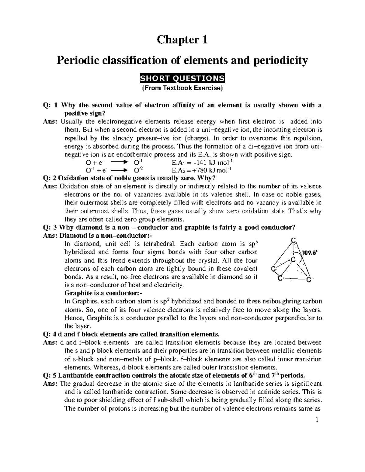 Revision Notes P-2-converted - Chapter 1 Periodic classification of ...