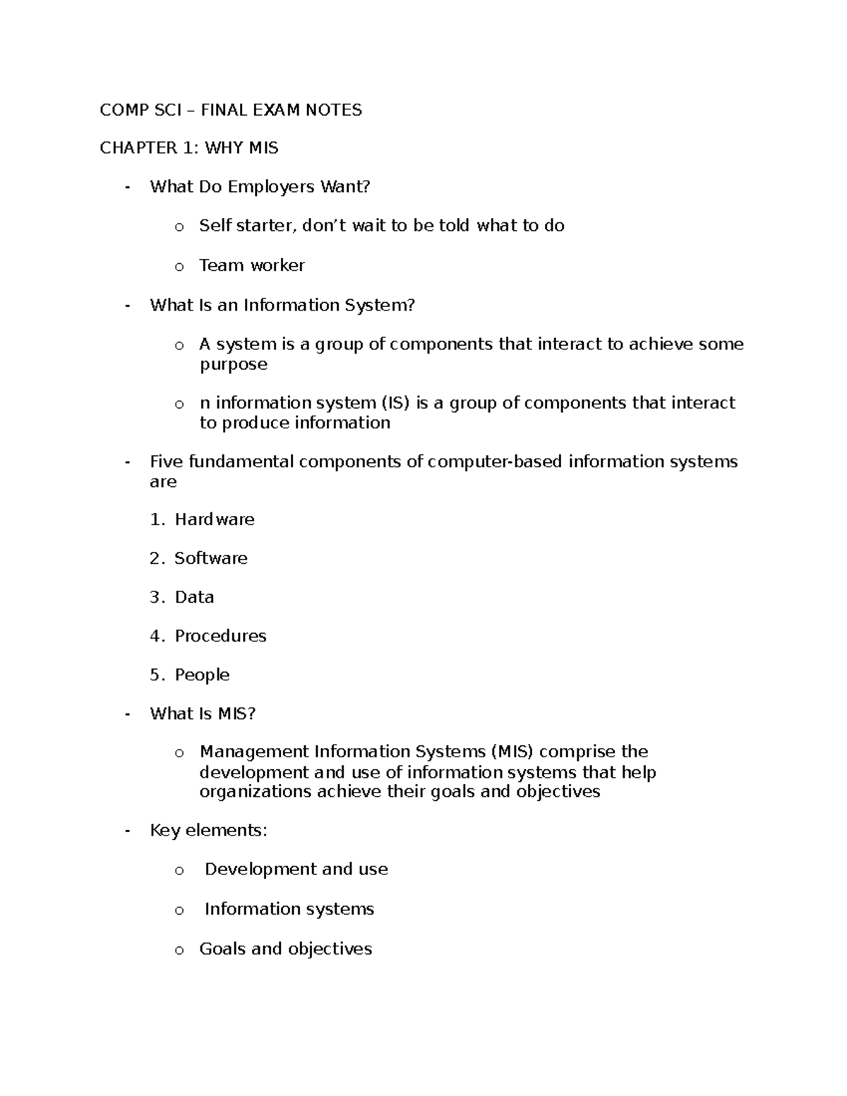 Computer Science - Final Exam Notes - COMP SCI – FINAL EXAM NOTES ...