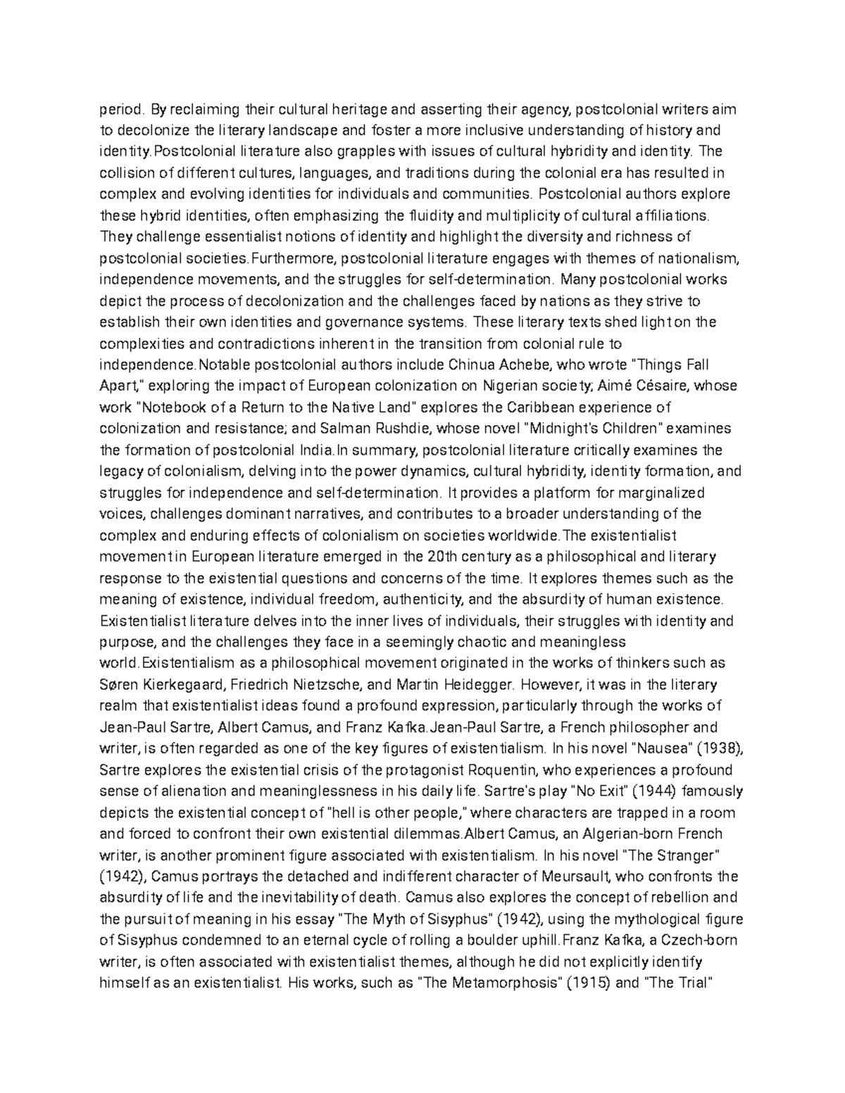 World Literatur-4 - Notes - period. By reclaiming their cultural ...