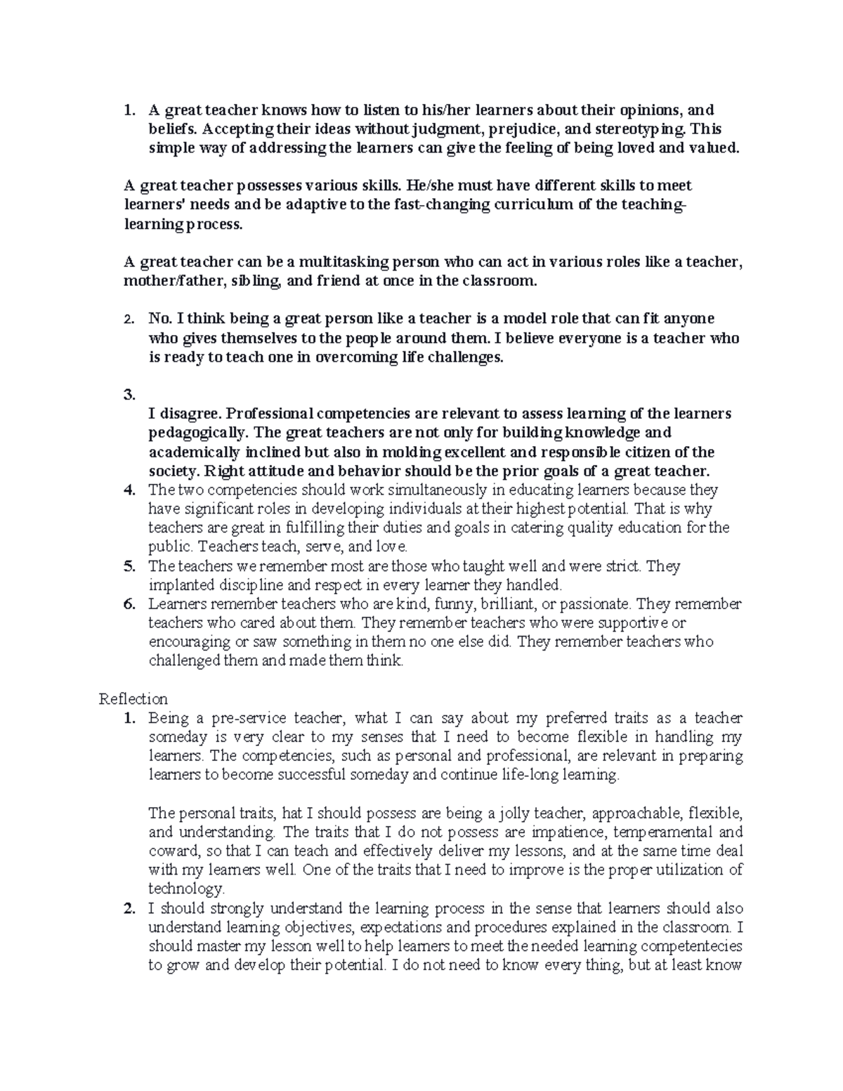 A great teacher knows how to listen to his - 1. A great teacher knows ...