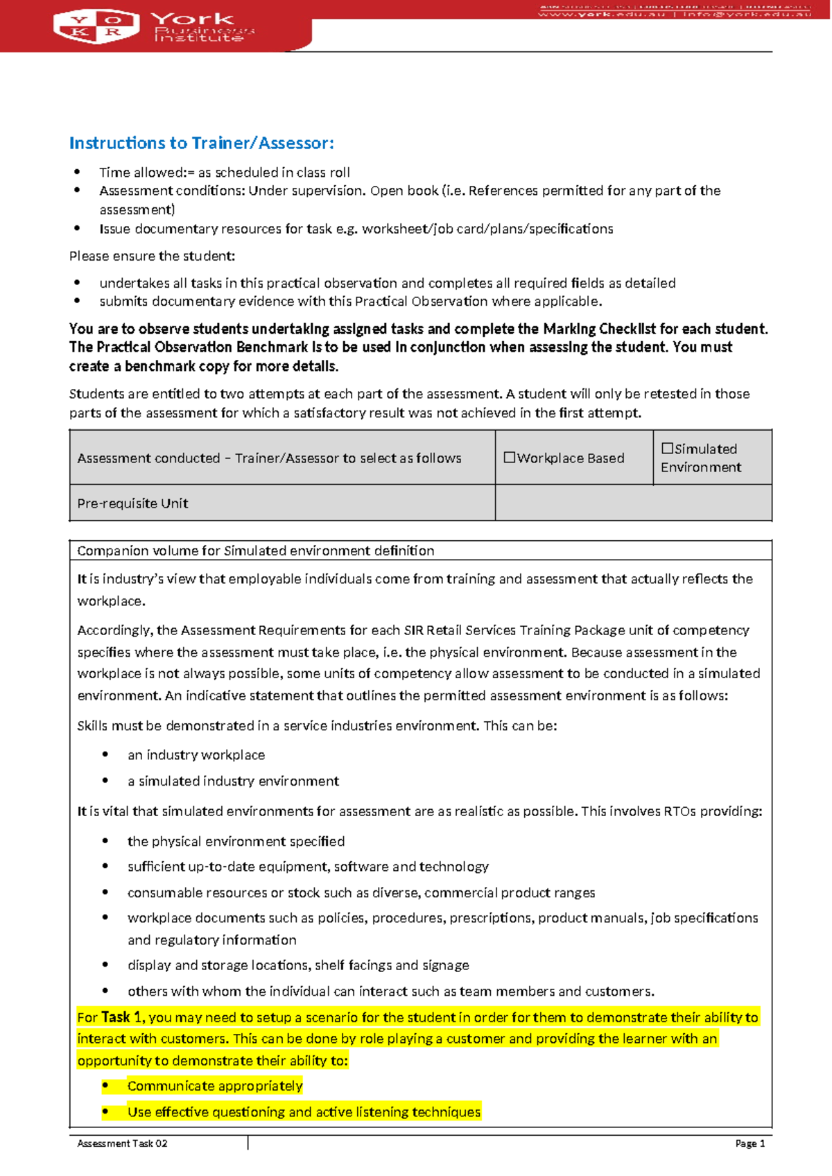 Sirxsls 001 Practical Observation Assessment Task 02 (3) - Instructions ...