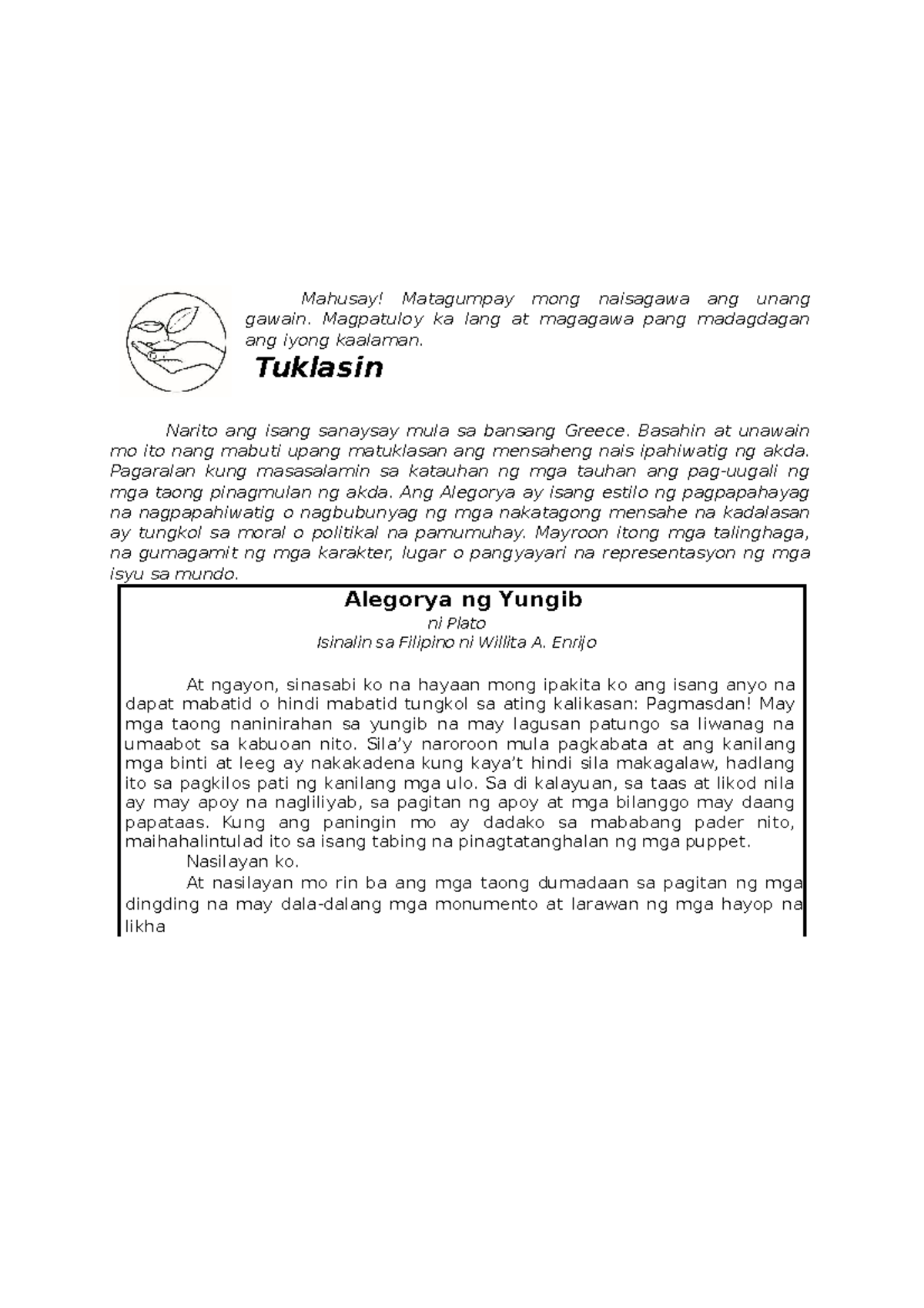 Filipino 10 q1 mod3 sanaysaymulasagreece ver2 - 1 Mahusay! Matagumpay ...