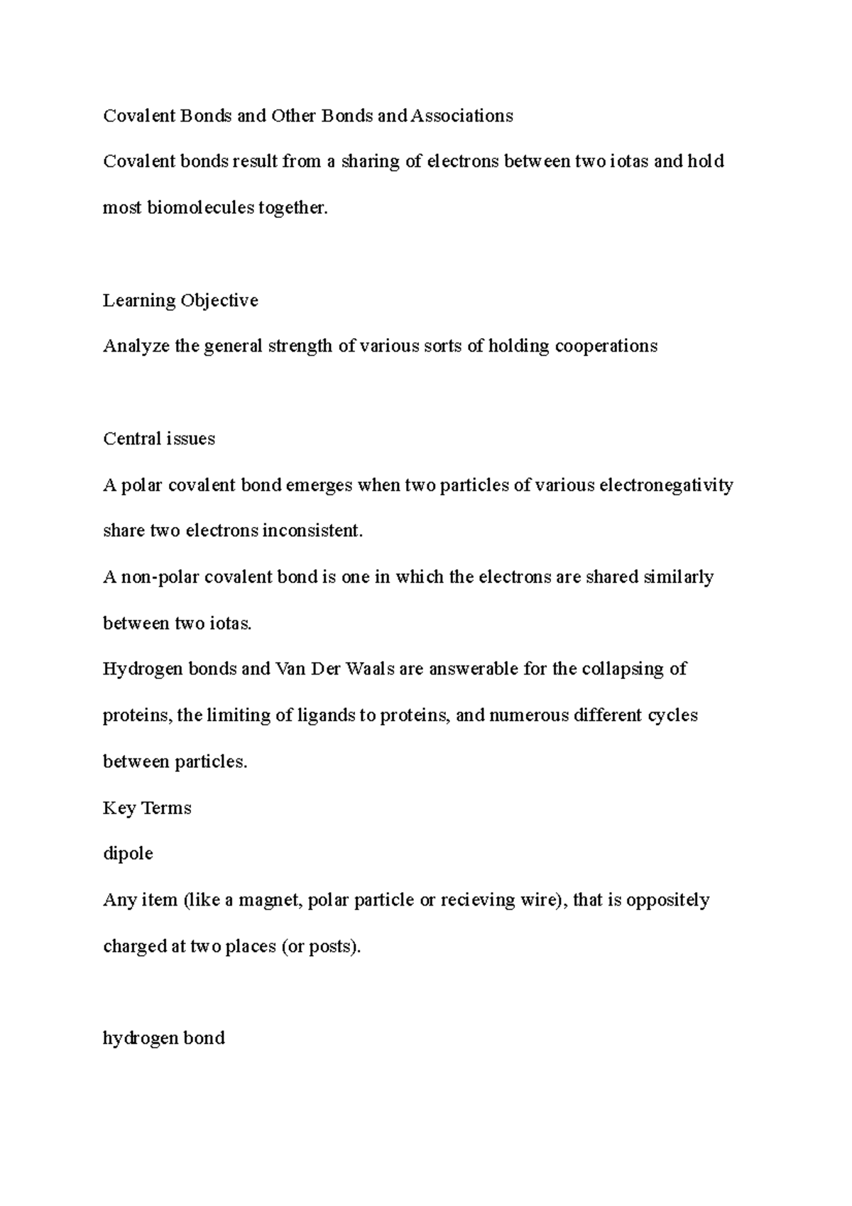 Detailed notes on Covalent Bonding - Covalent Bonds and Other Bonds and ...