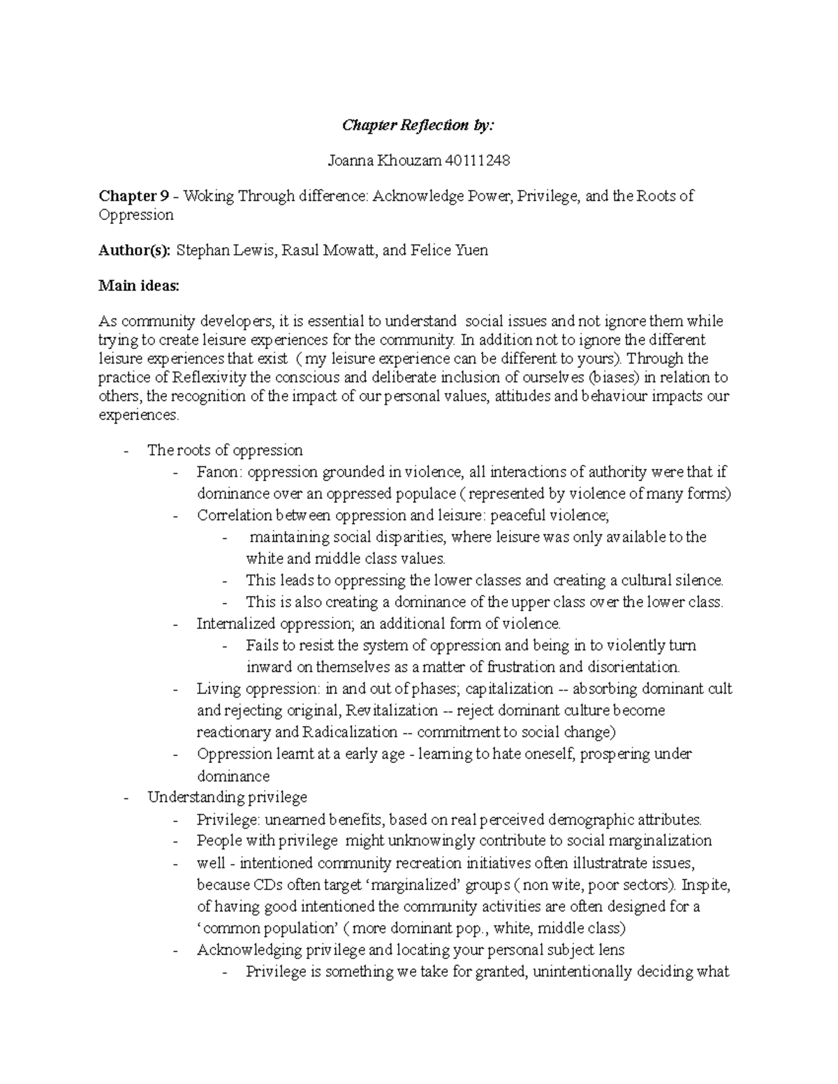 AHSC 442 Chapter 9 Reflection - Chapter Reflection by: Joanna Khouzam ...