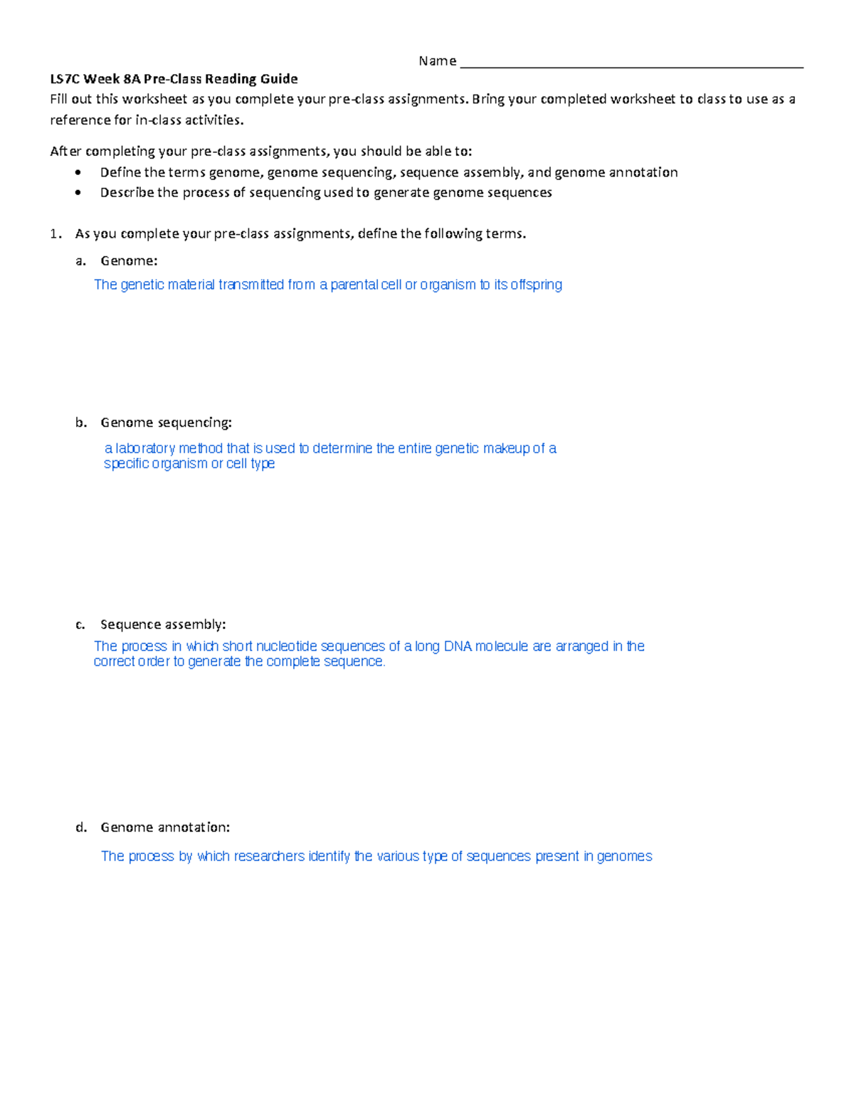 LS7C Week 8A Pre-Class Reading Guide - Name