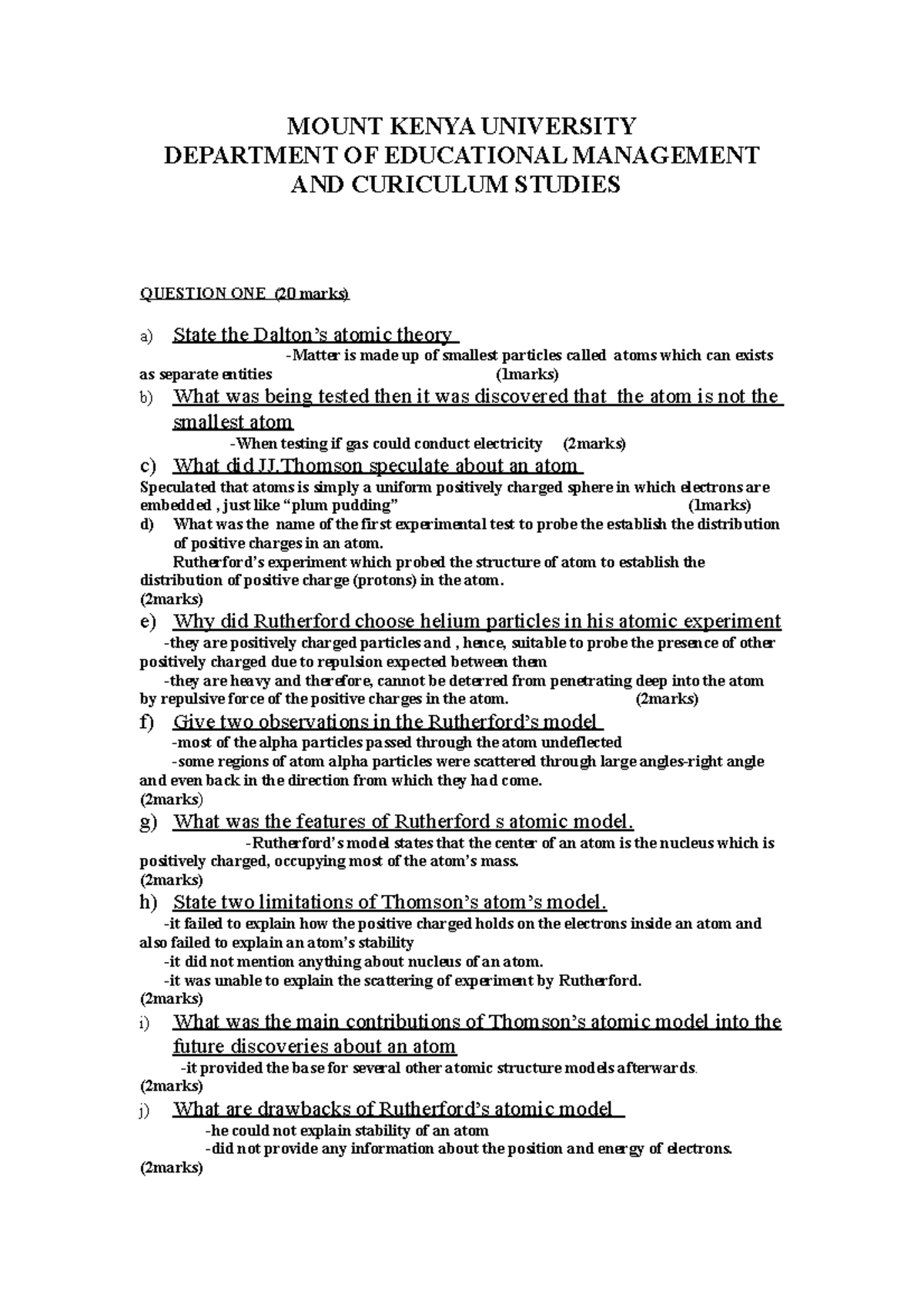 Modern Physics Questions - MOUNT KENYA UNIVERSITY DEPARTMENT OF ...