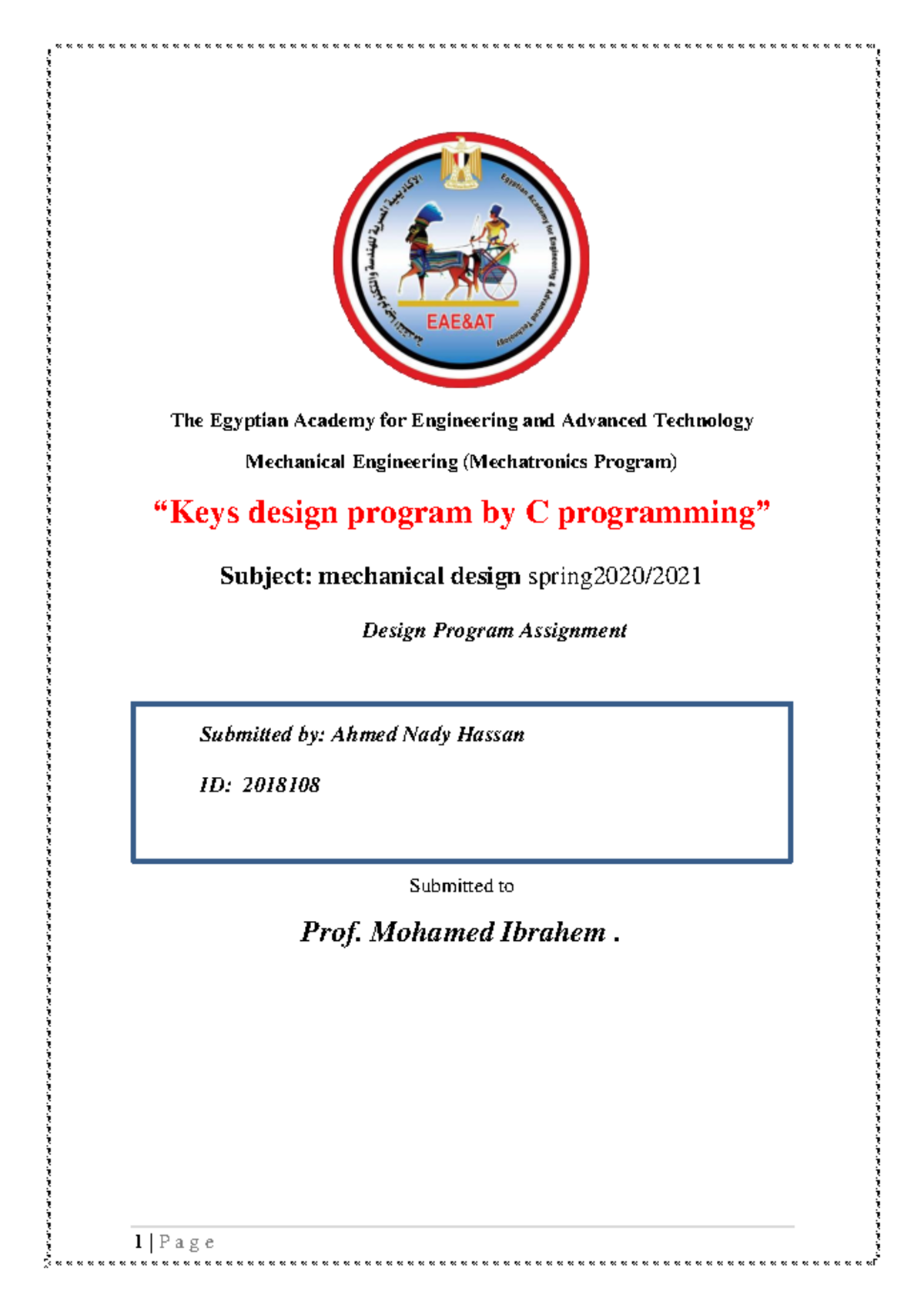 “Keys design program by C programming” (2018 108-ahmed nady) - The ...