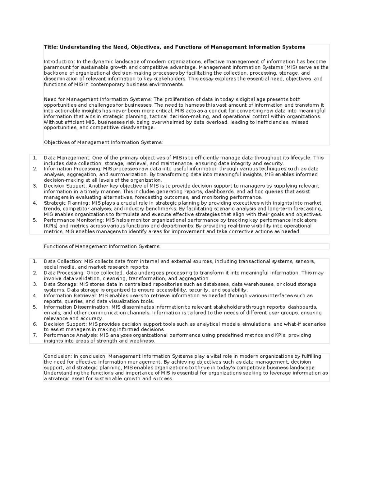 Understanding the Need, Objectives, and Functions of Management ...