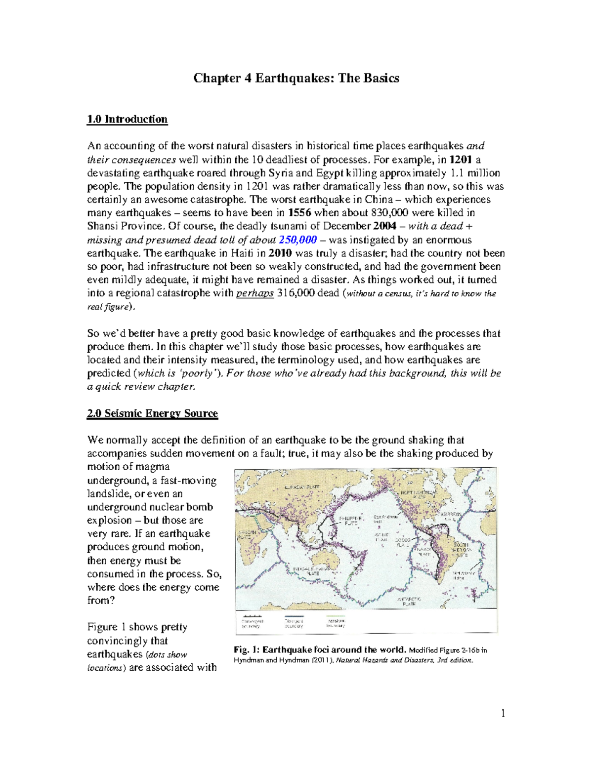 Chapter 4 Earthquakes - The Basics - For example, in 1201 a devastating ...