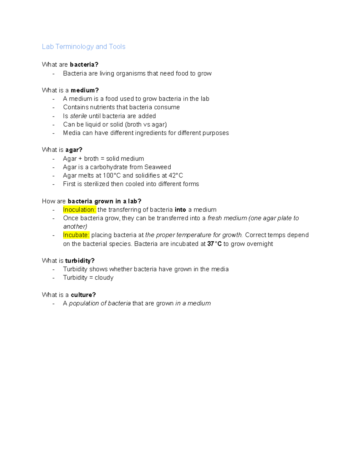 Lab Practical - dr.britt - Lab Terminology and Tools What are bacteria? - Bacteria are living ...