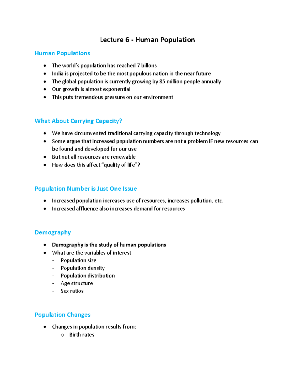 Lecture 6 - Human Population - ENS 112 - Studocu