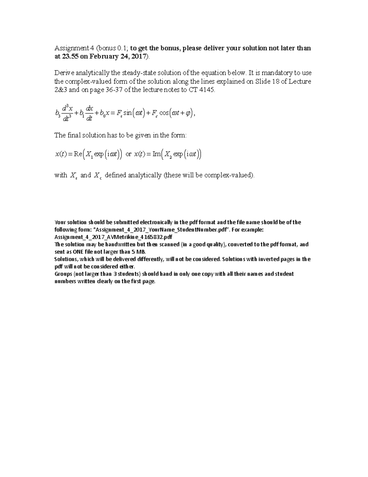CIE 4140 Assignment 4 2017 - Assignment 4 (bonus to get the bonus ...