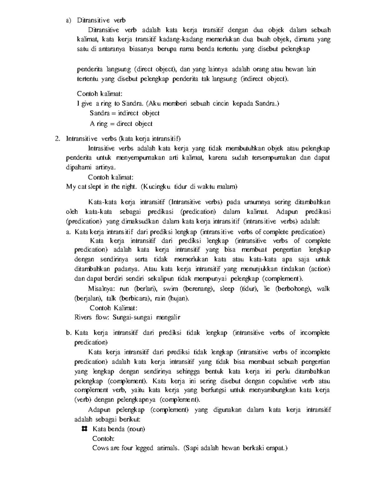 Ditransitive Verb-1 - a) Ditransitive verb Ditransitive verb adalah ...