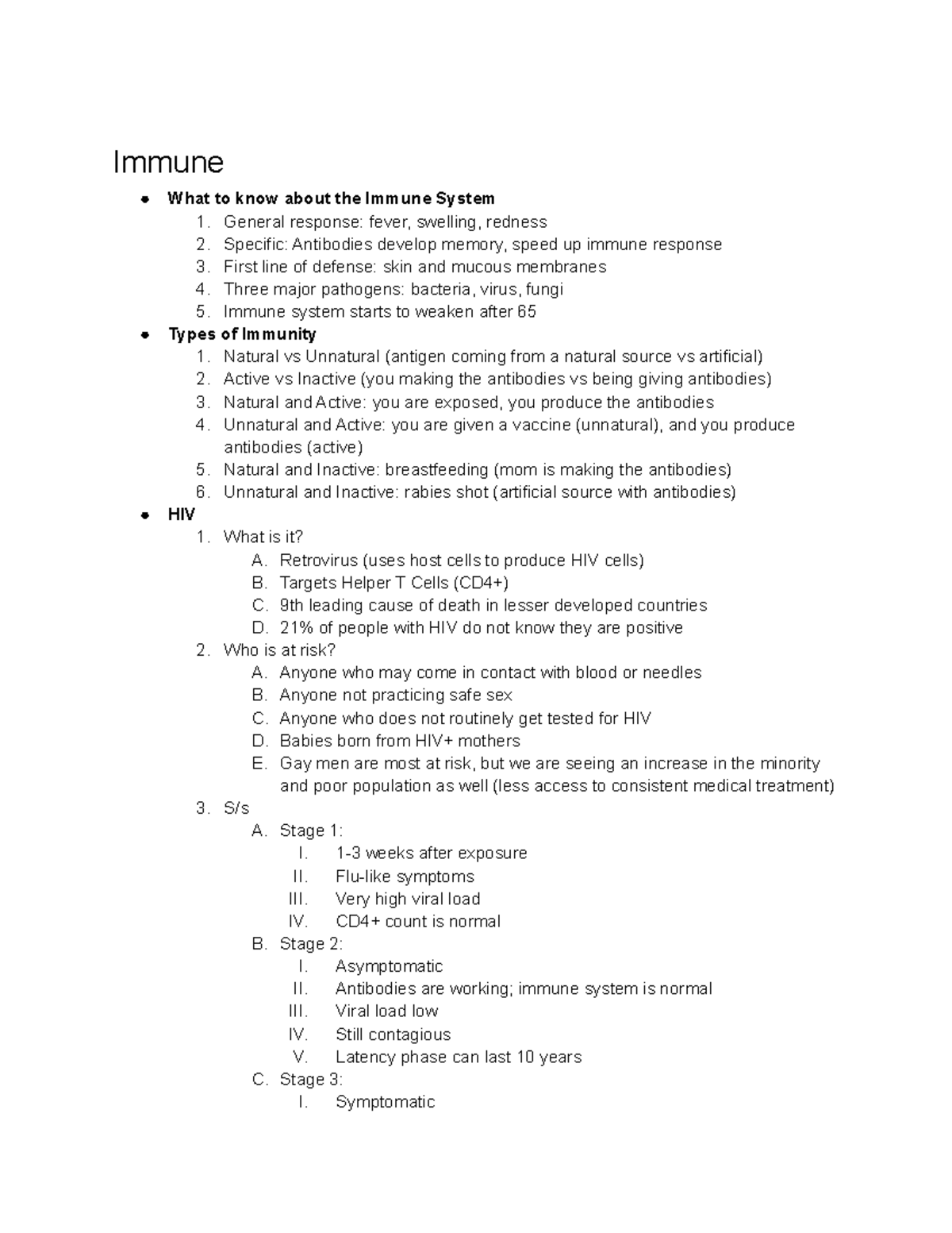 Immune Patho Packet - Immune What to know about the Immune System 1 ...