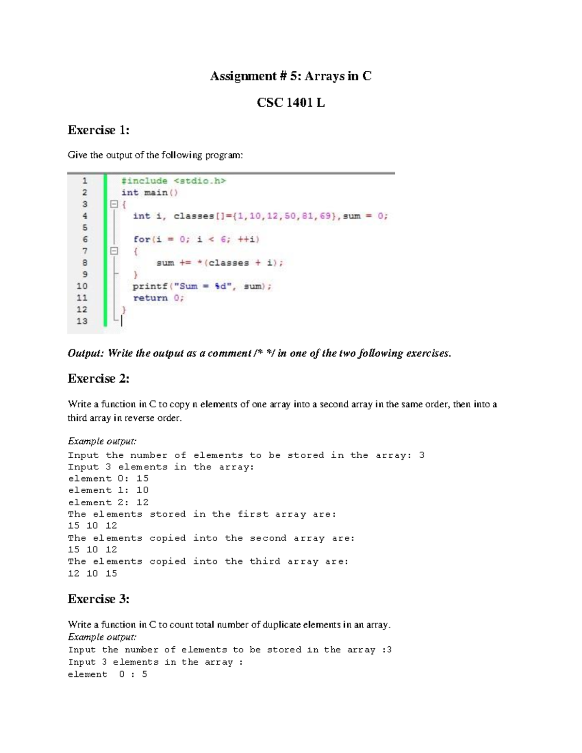 Examen type / pratique 8 Juillet 2015, questions - Assignment # 5 ...