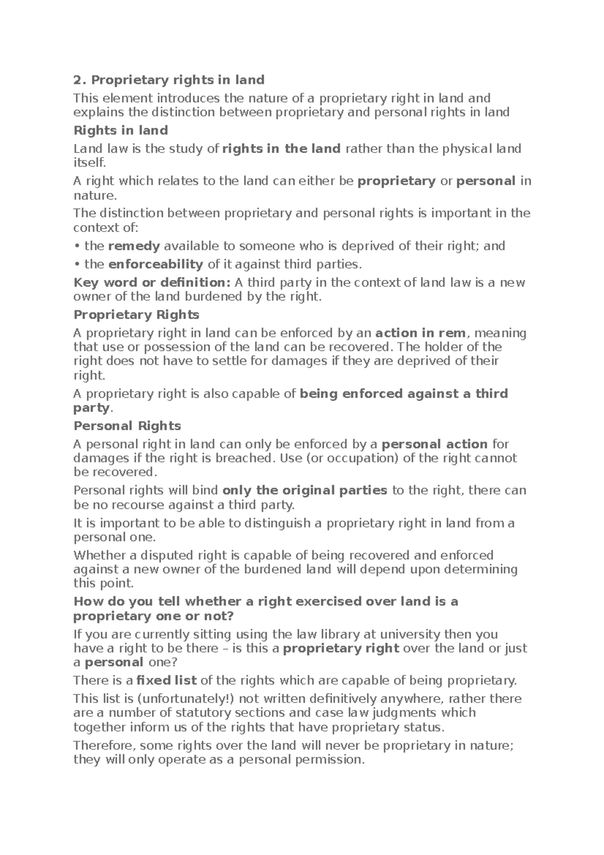 2.Proprietary rights in land - 2. Proprietary rights in land This ...