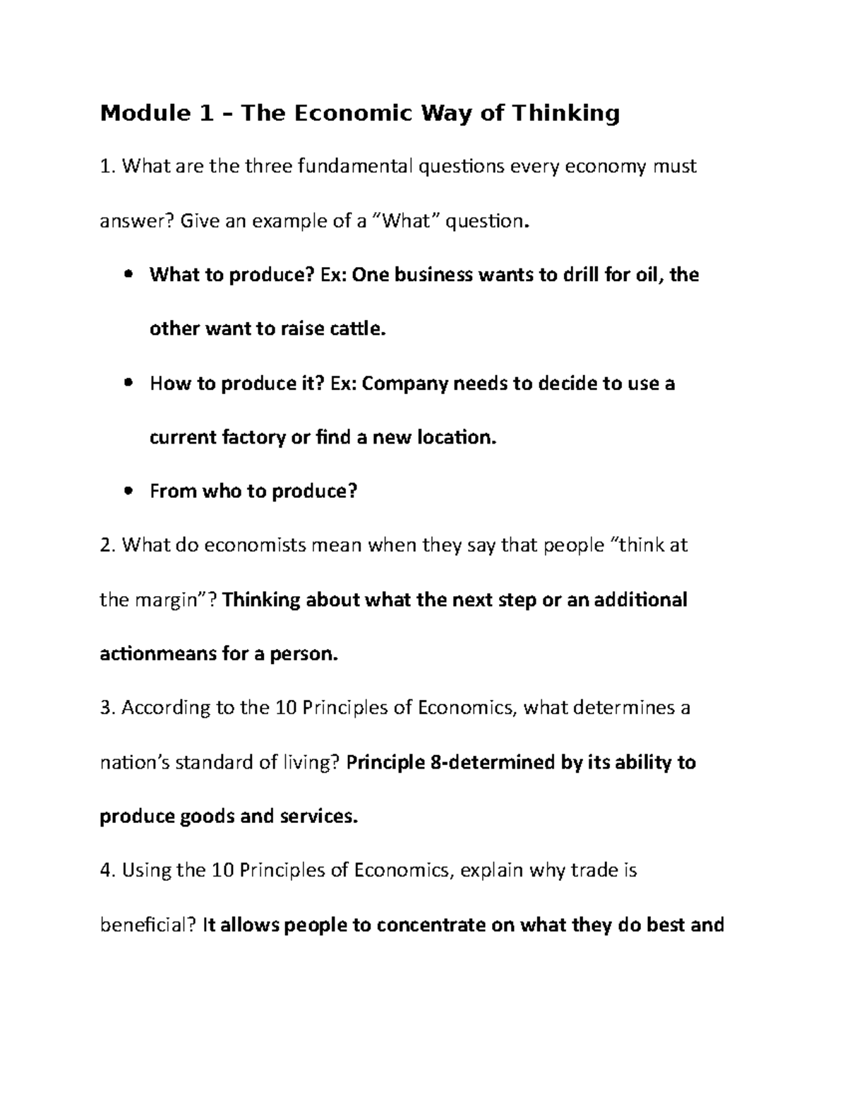 The economic way of thinking - Module 1 – The Economic Way of Thinking ...