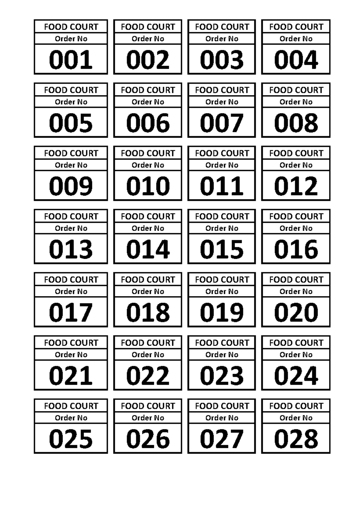 Tokens - Sample - Order No Order No Order No Order No 001 002 003 004 ...