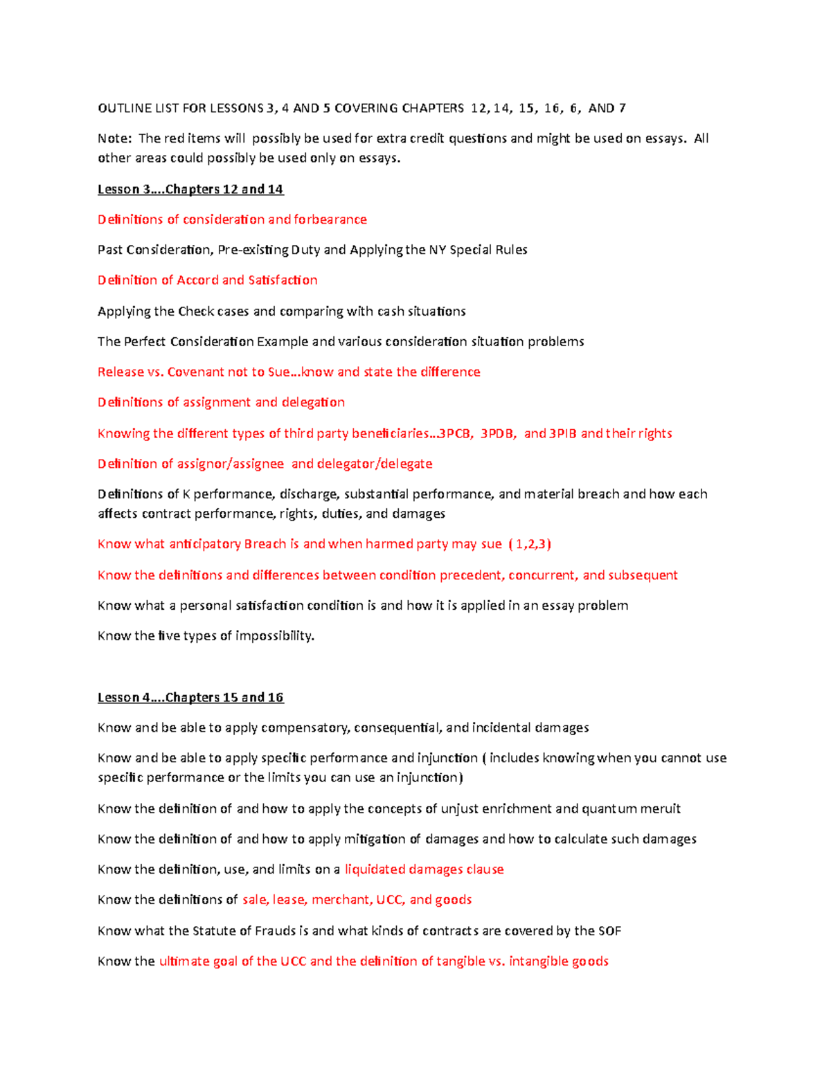 Outline list of lessons 345 - OUTLINE LIST FOR LESSONS 3, 4 AND 5 ...