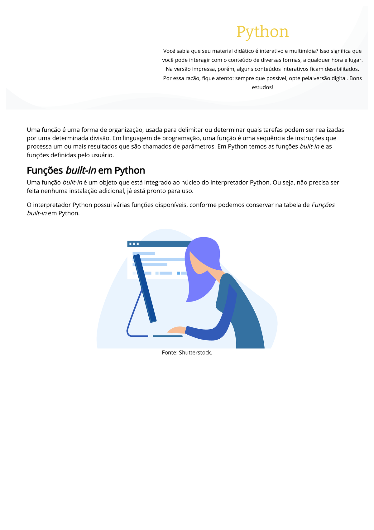 Cw1.3 - Linguagem de Programação - Uma função é uma forma de ...