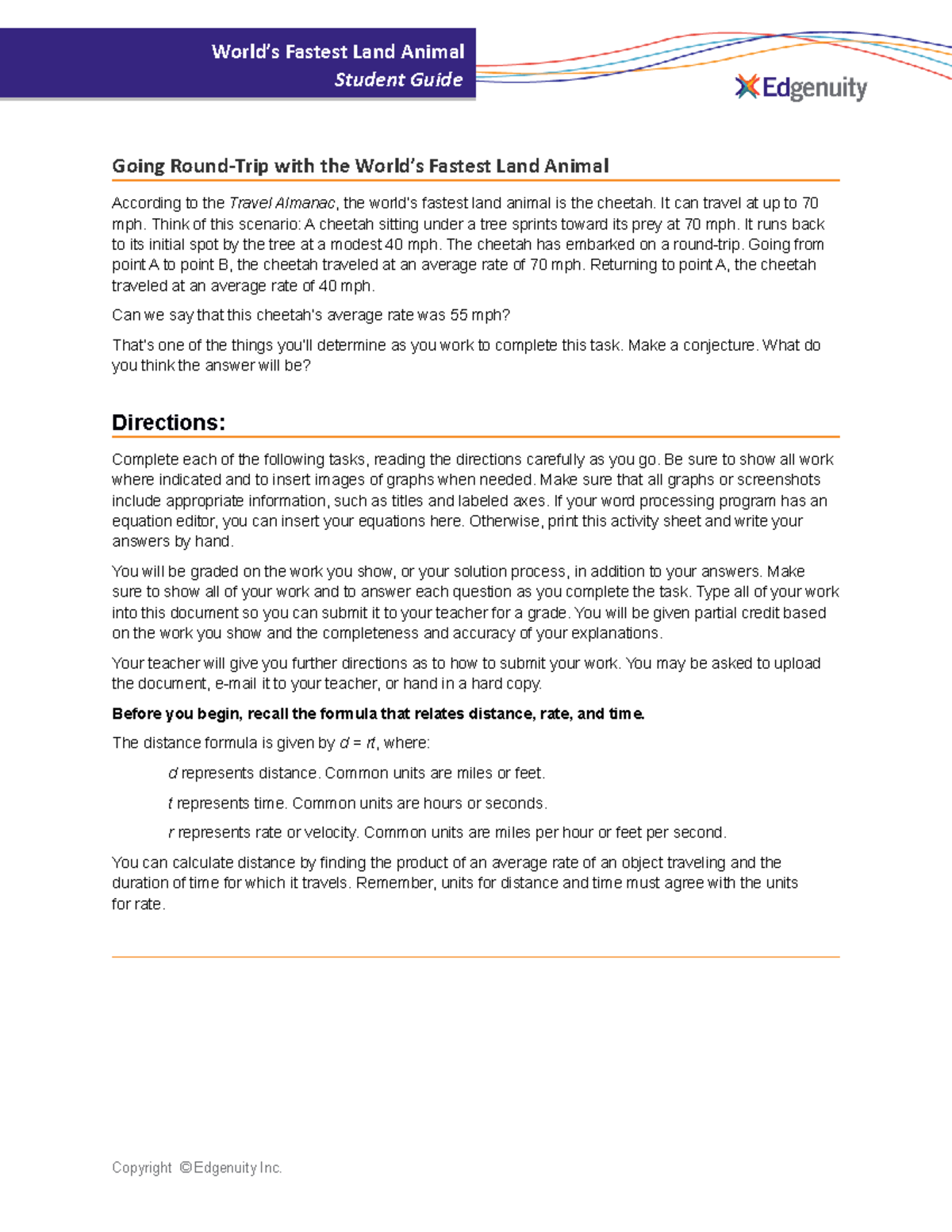 Fastest Land Animal-formatted - Going Round-Trip with the World’s ...