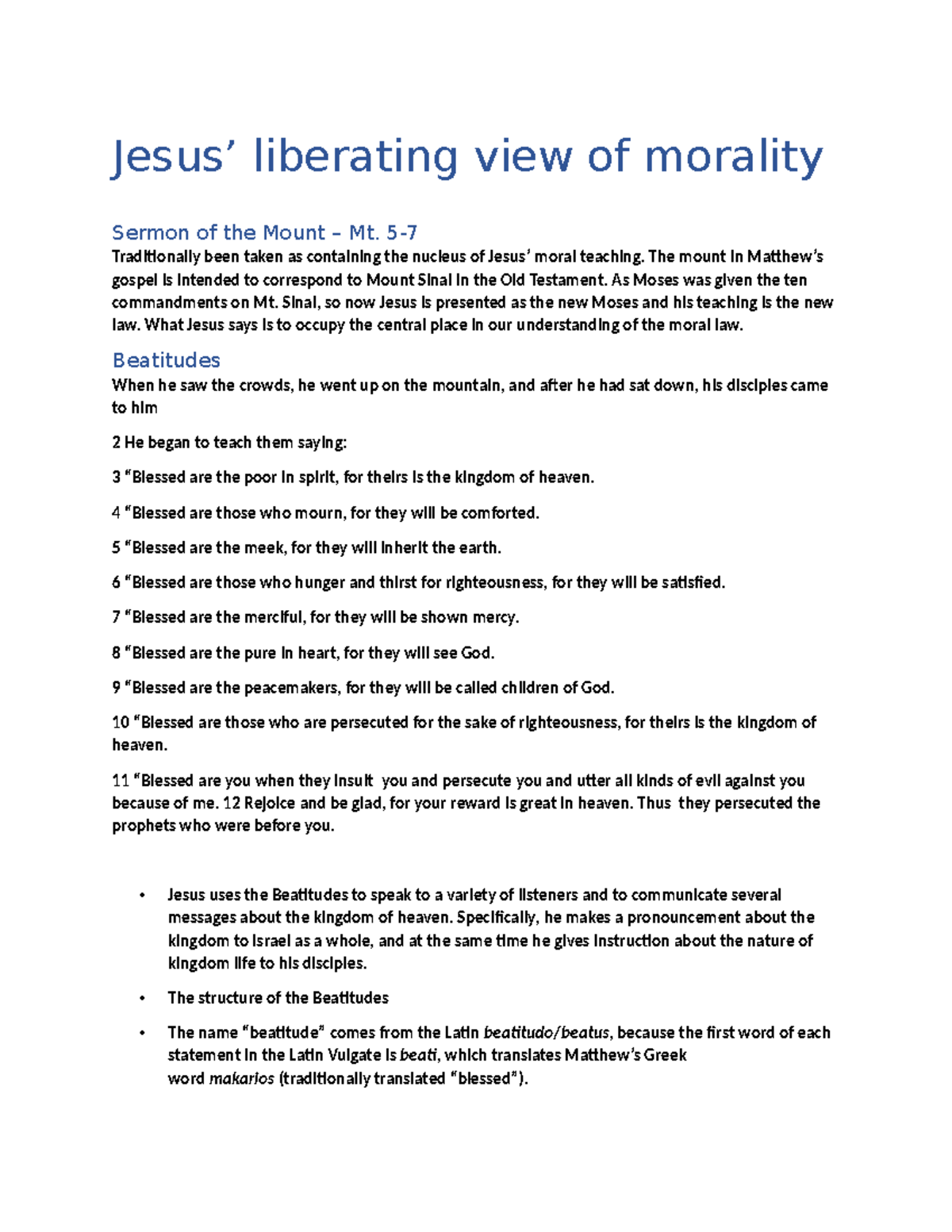 Jesus Liberating View of Morality - Jesus’ liberating view of morality ...