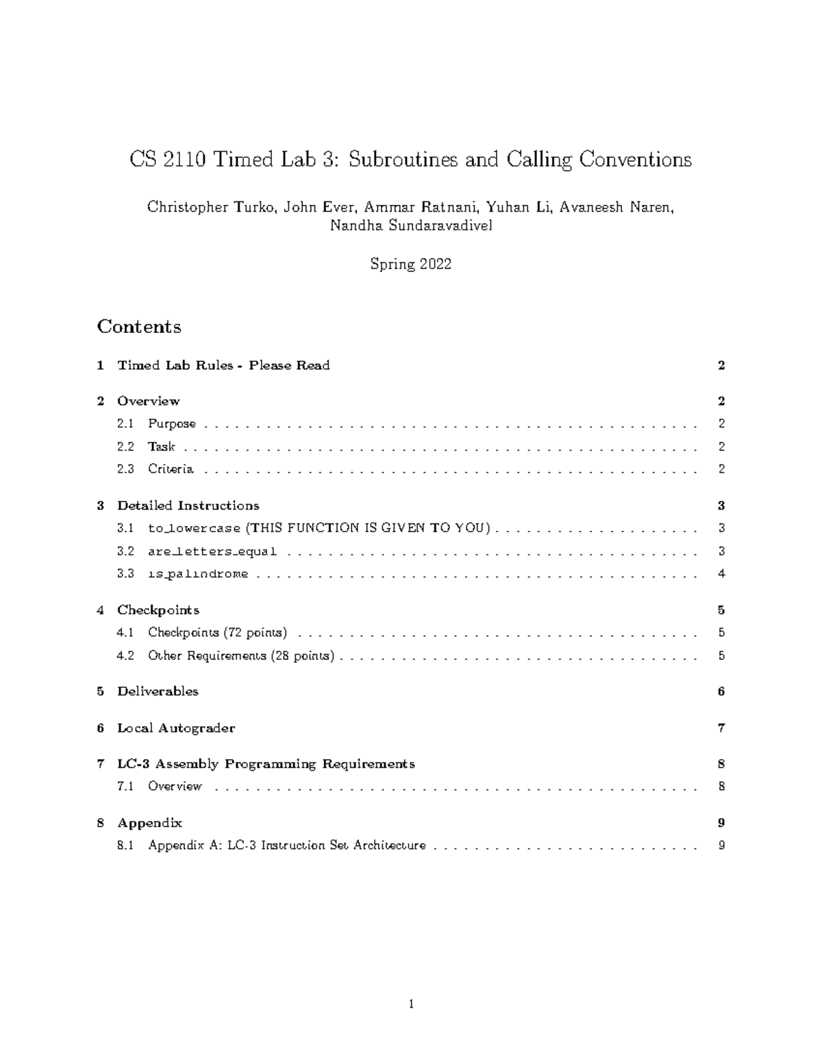 Tl03 - Timed Lab - CS 2110 Timed Lab 3: Subroutines and Calling ...