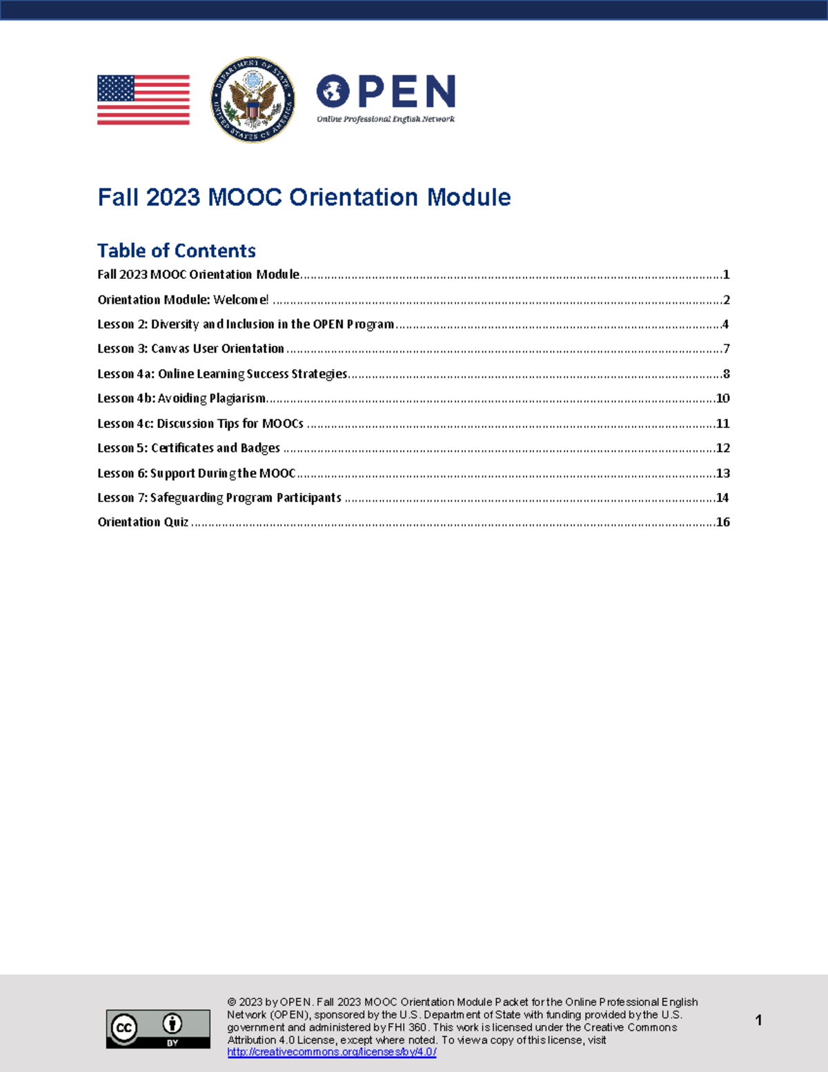 EML MOOC Orientation Module Downloadable Packet 2023 - 1 © 2023 by OPEN ...