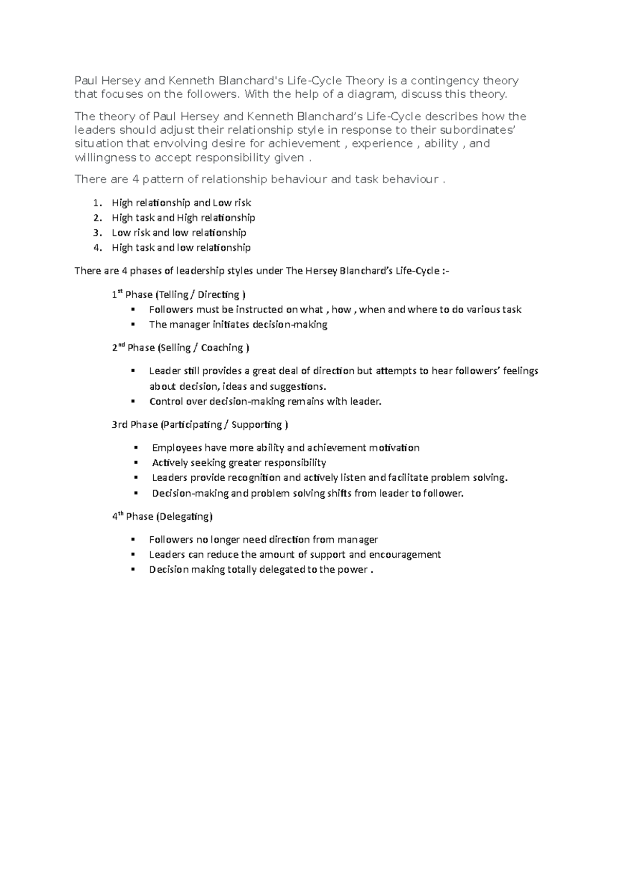 Paul Hersey and Kenneth Blanchard's Theory - Paul Hersey and Kenneth ...